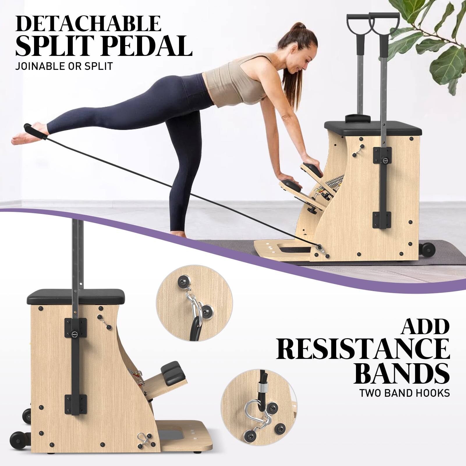 Syedee Pilates Chair, Split Pedal Stability Combo Chair with Handles ...