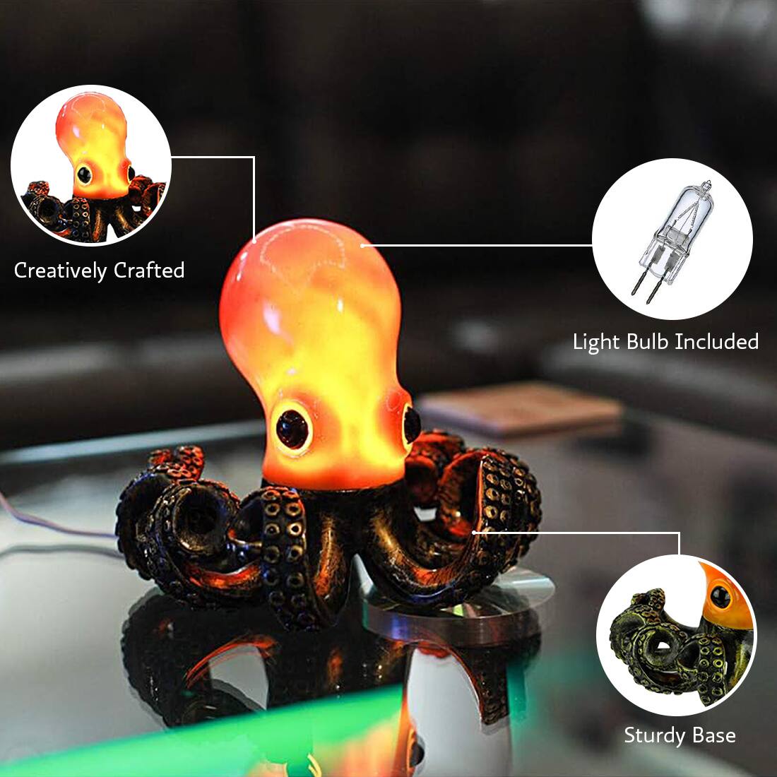 Zeckos Orange and Antique Bronze Coastal Art Octopus Coiled Tentacles ...