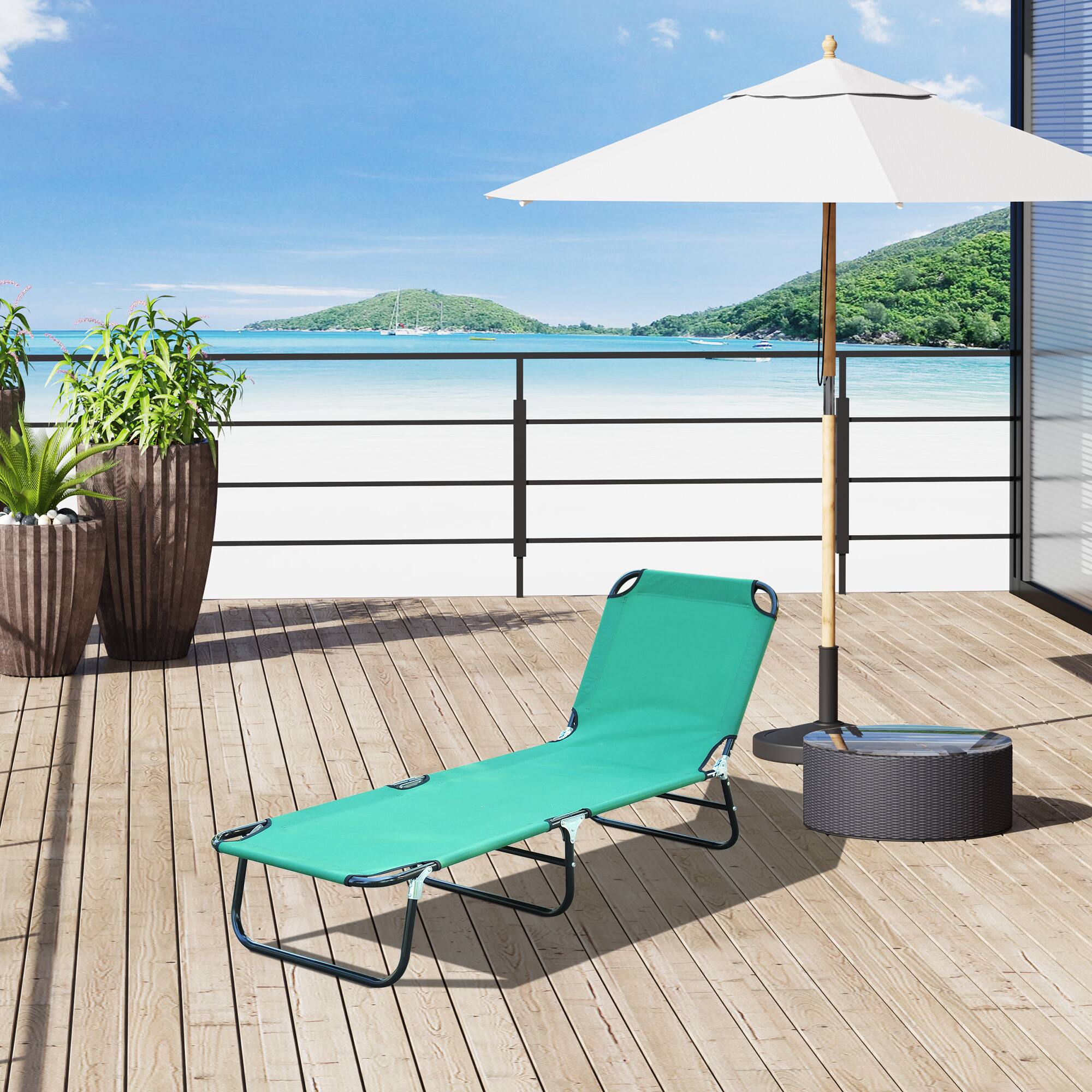 Outsunny Folding Chaise Lounge Pool Chairs, Outdoor Sun Tanning Chairs ...