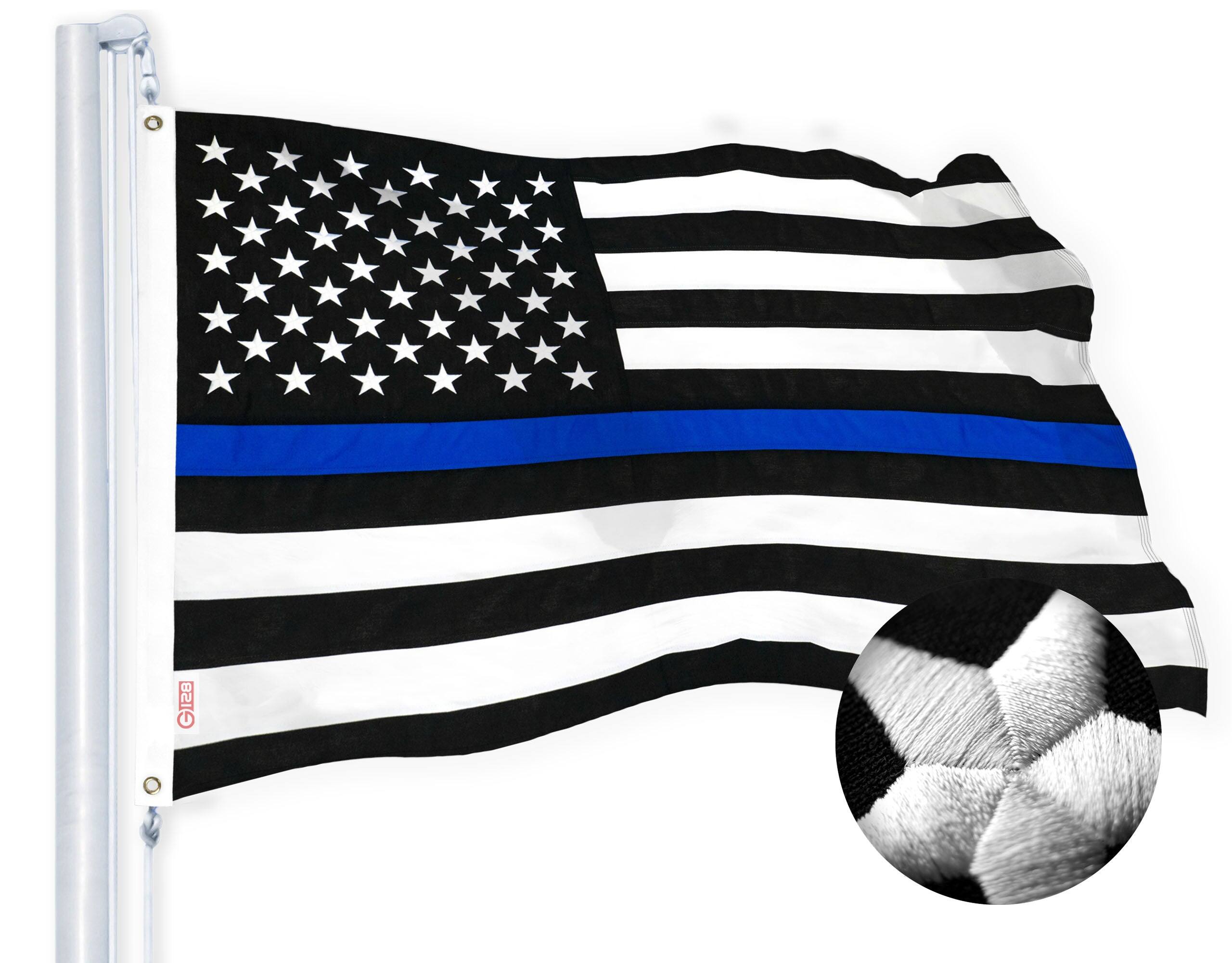 G128 Thin Blue Line Flag 4x6 ft Embroidered Heavy Duty 220GSM Spun ...
