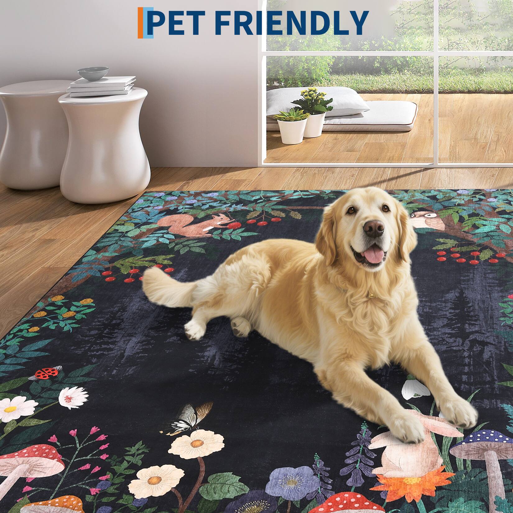 GARVEE Botanical Fairy Tale Area Rug Ultra Soft Low Pile Machine ...
