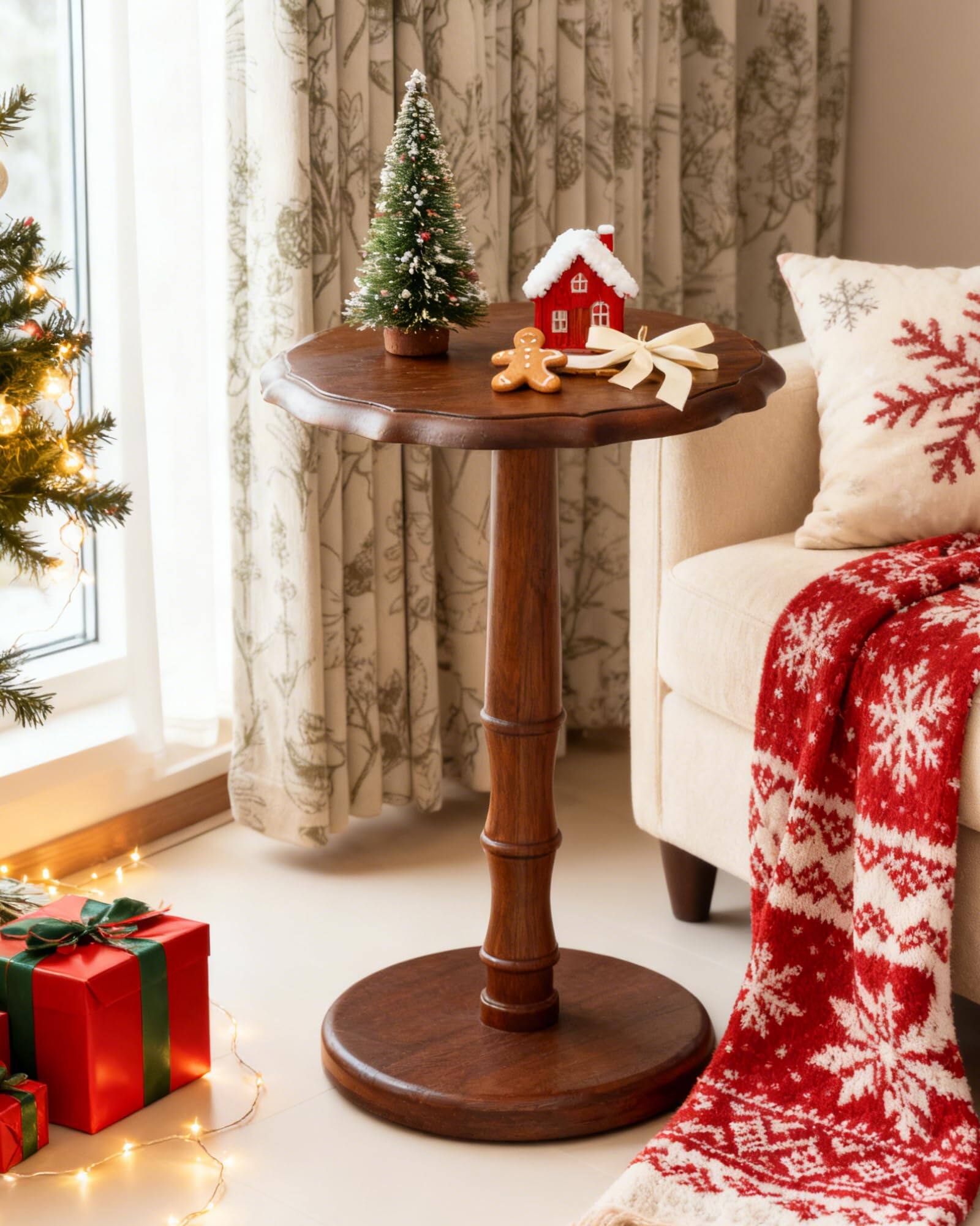 Empire DigiLabs Vintage Solid Wood Accent Side Table Pedestal End For ...