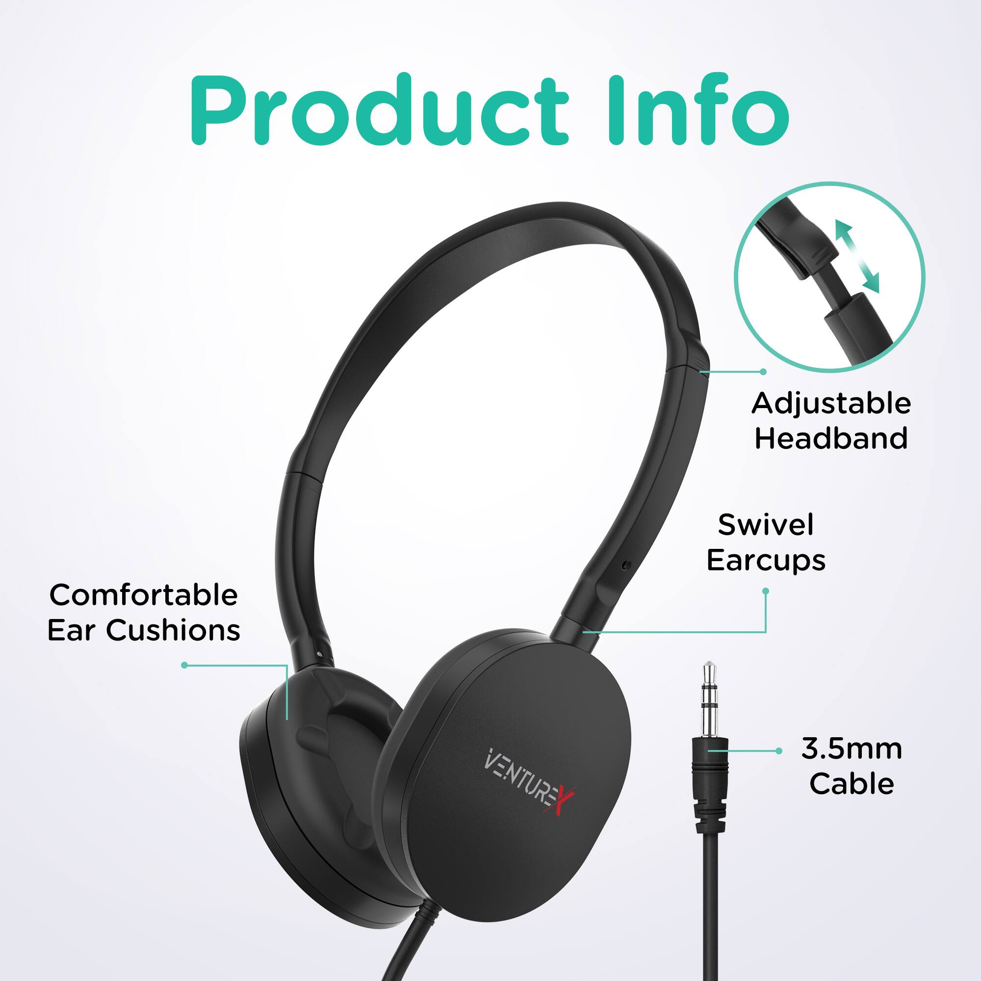 VentureX K22 3.5mm Kids Learning Stereo Phone & Computer Headphone ...