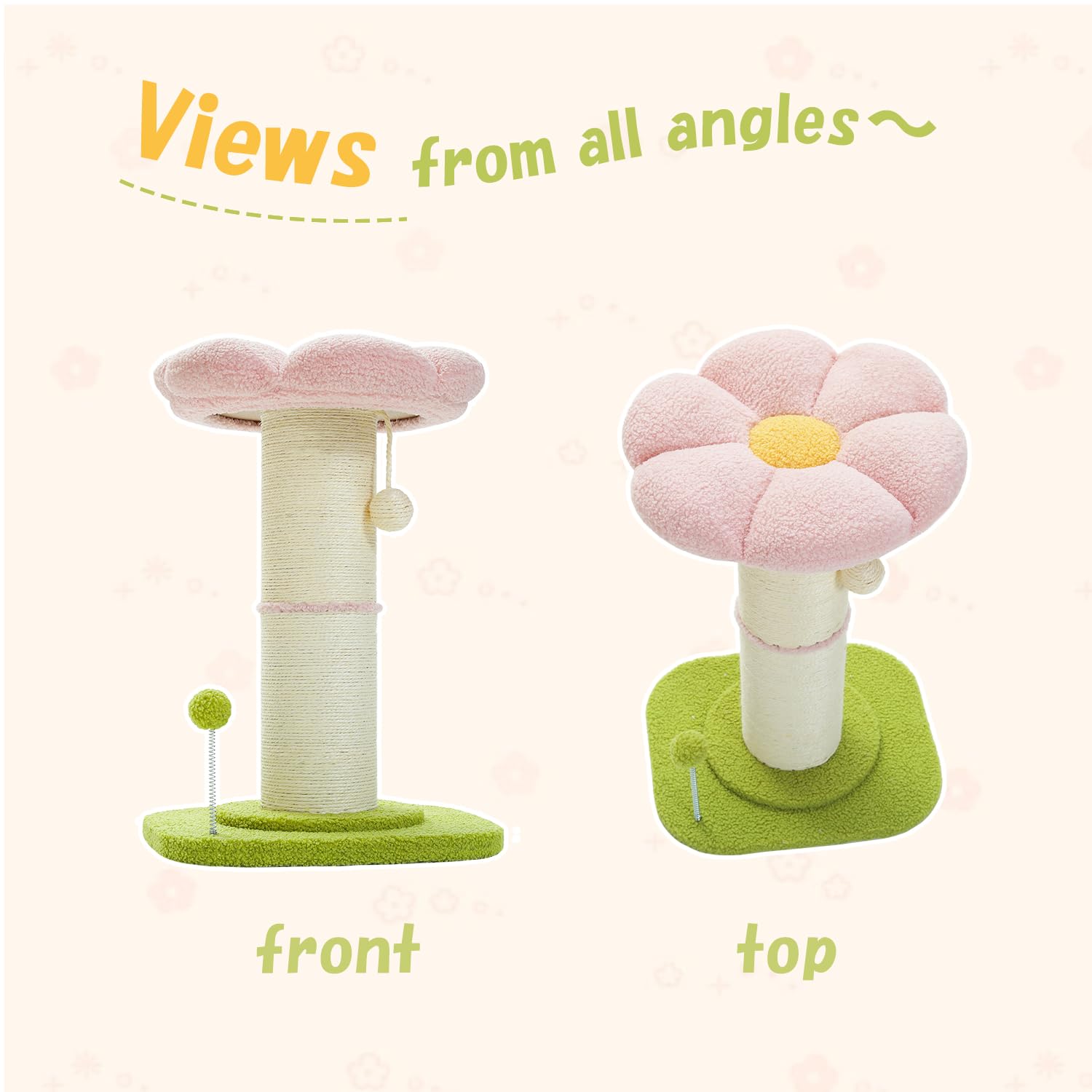 Hirose Alice Flower Cat Tree Scratcher For Indoor Cats With Super Thick ...