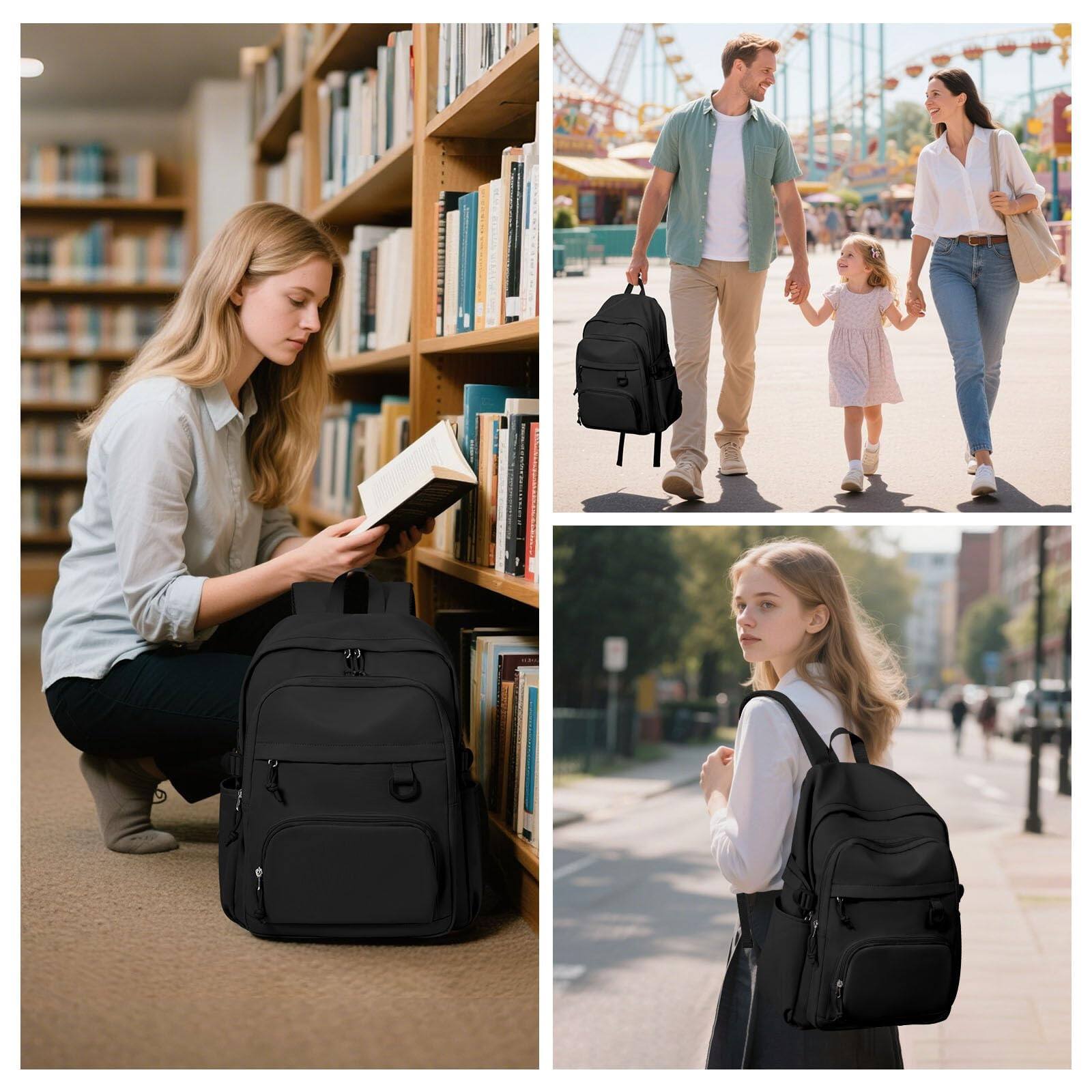 Pacoar Cade Lightweight Black College Backpack For Women Men Cute ...