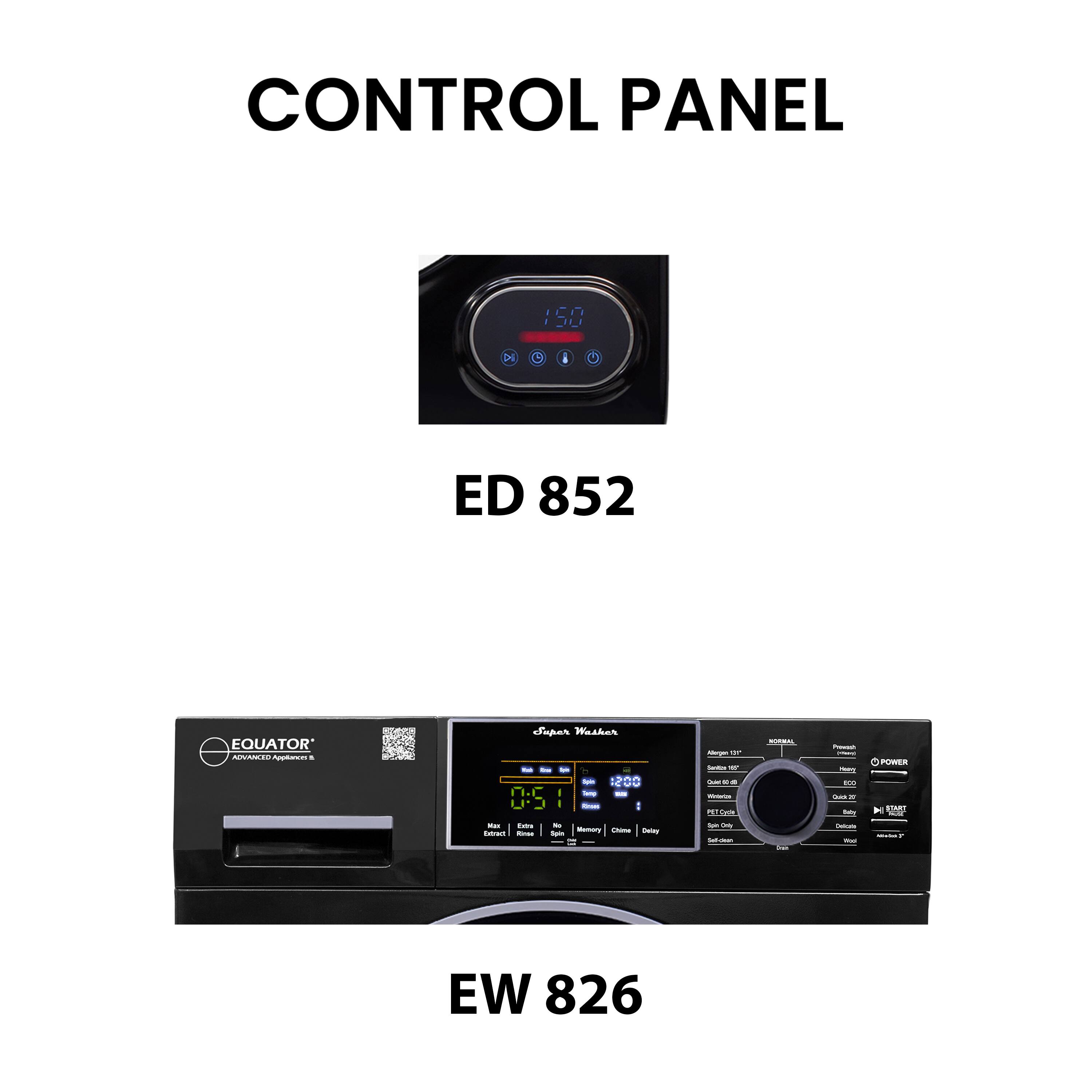 Equator PREMIUM COMPACT STACKABLE 110V EW 826 Washer 1.62cf + ED 852 Electric Dryer 3.5cf Vented ...