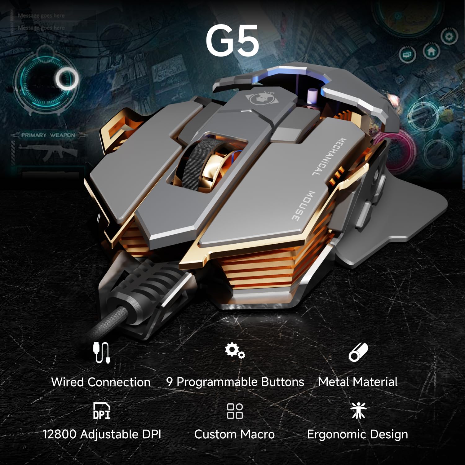 Cedar Assembly Eweadn G5 Wired Gaming Mouse Rgb Computer Adjustable Dpi ...