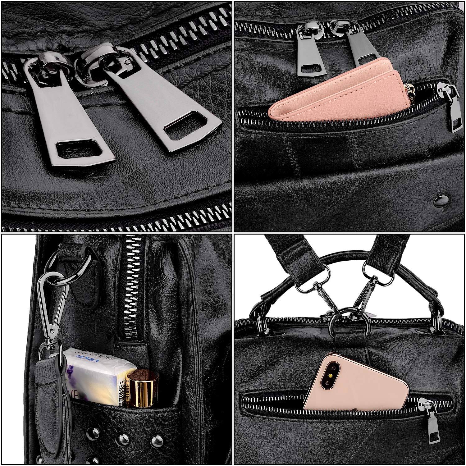 Live At Space Women Studded Backpack Purse Pu Leather Convertible ...