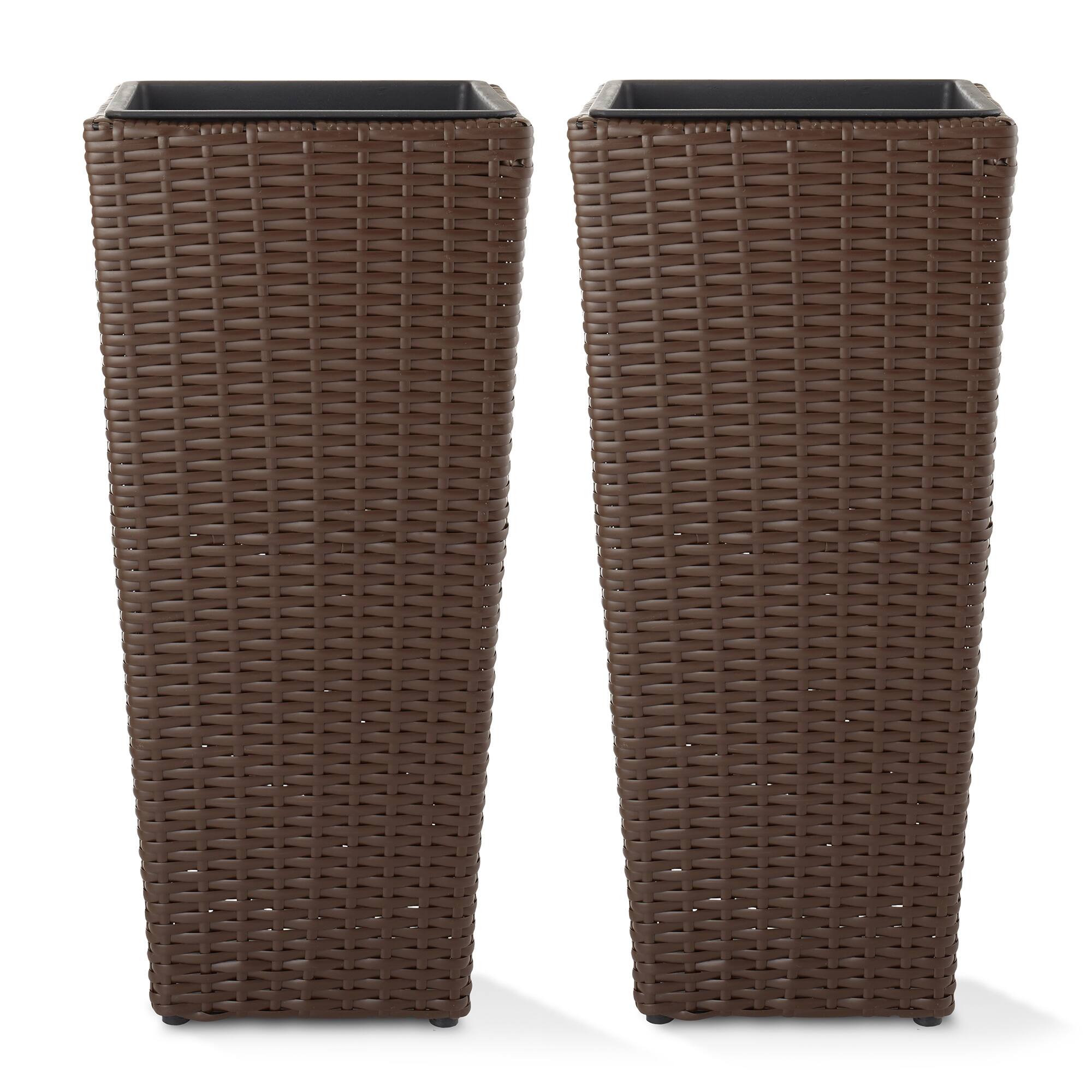Casafield Set of 2 Tall Outdoor Planters with Removable Flower Plant ...