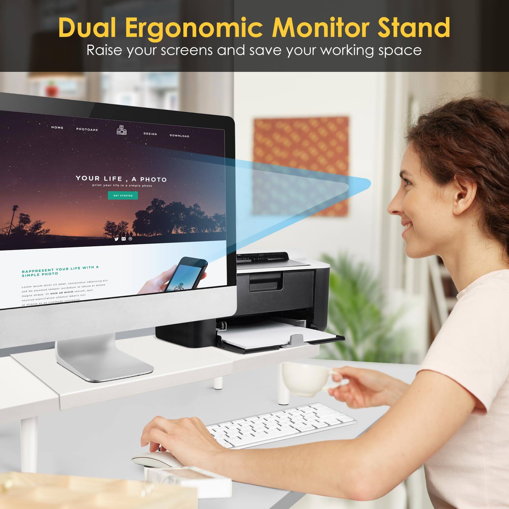 Cedar Assembly Dual monitor stand riser for desk Adjustable Length ...