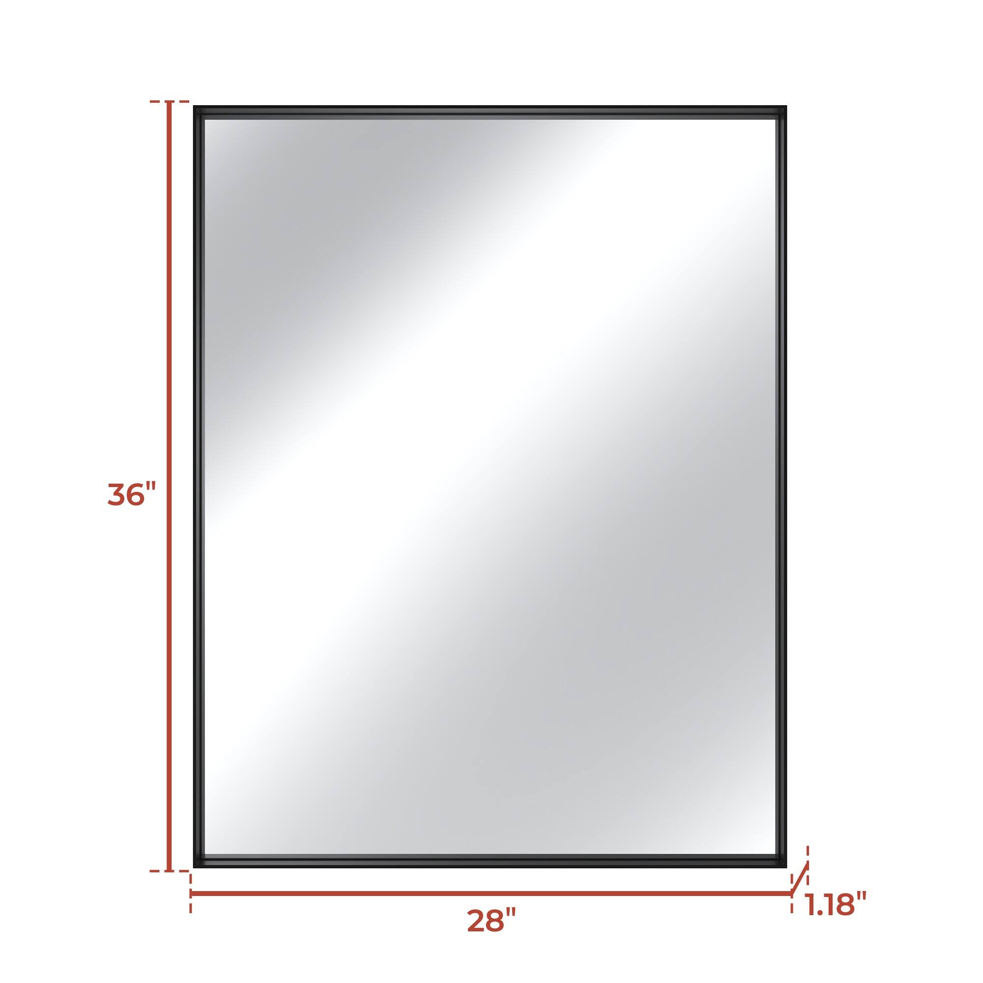 Boyel Living 28 x 36 in Rectangle Square Right Angle Mirror with Matte ...