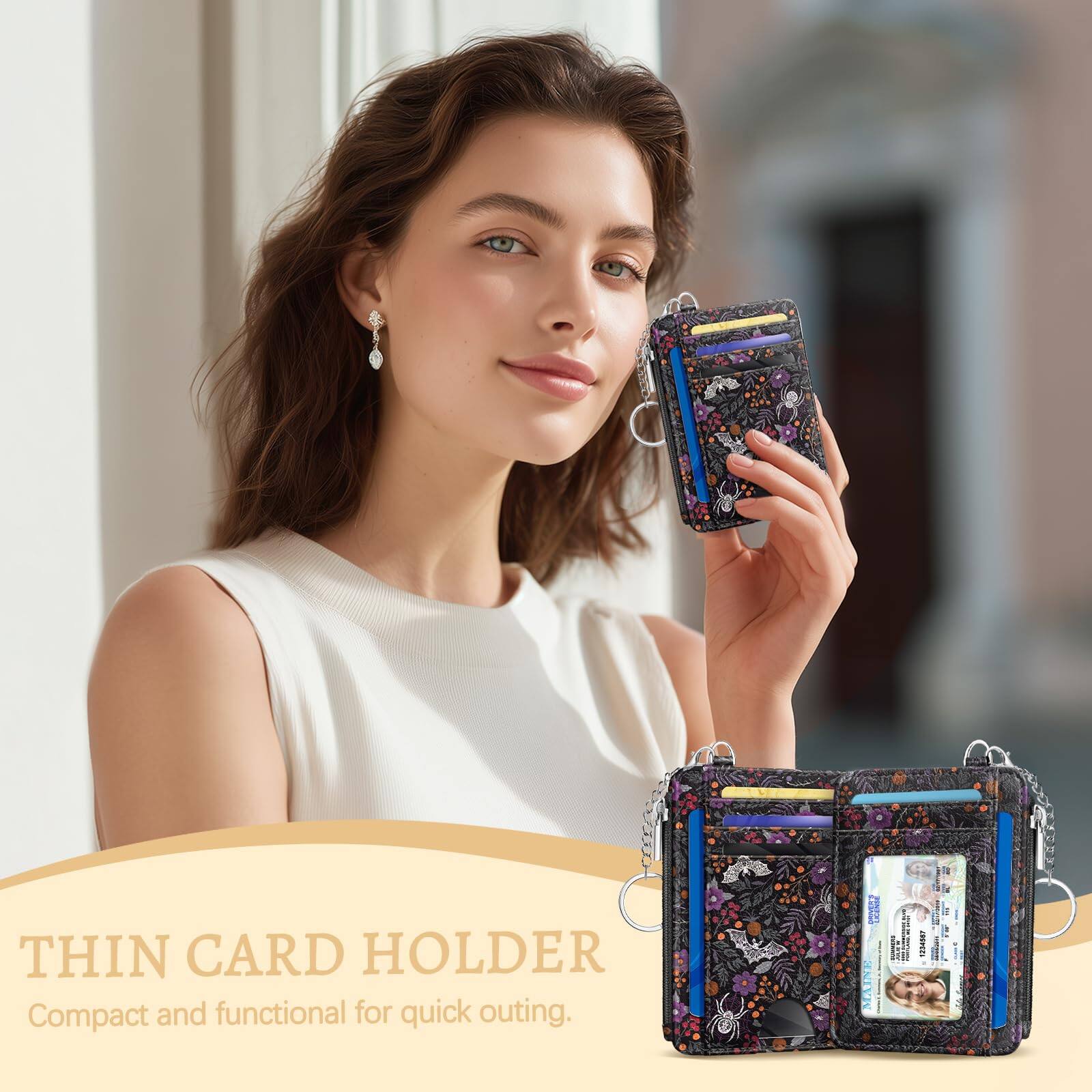 Jadie Link Goth Bat Credit Card Holder Small Wallet Women Gothic Slim ...