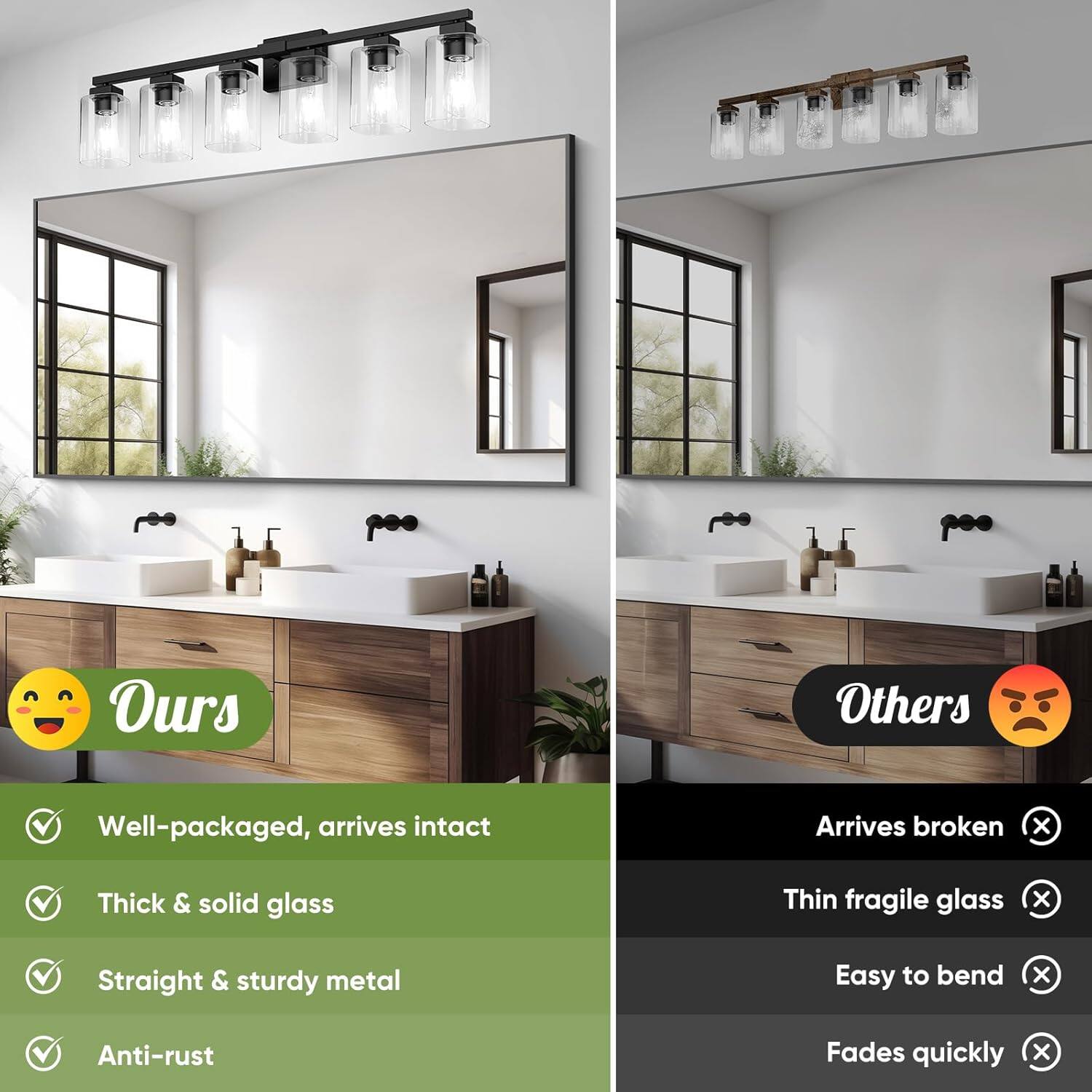 Nordic Hygge 37 inches 6 Light Bathroom Light Fixture, Modern Vanity ...