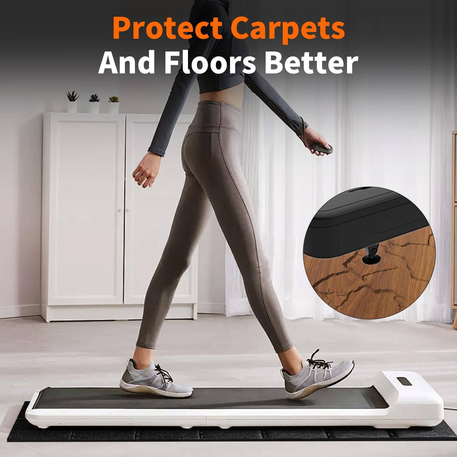 PARKER SLATER Non Slip Walking Pad Treadmill Mat Carpet Floors 55x24 Hardwood Floor Protection ...