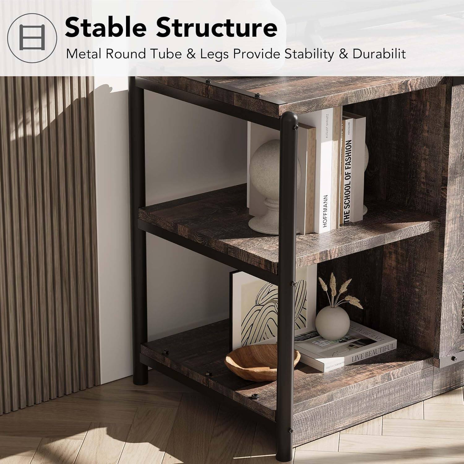 Jojoka TV Stand for 70+ Inch TV, Rustic Entertainment Center TV Media ...