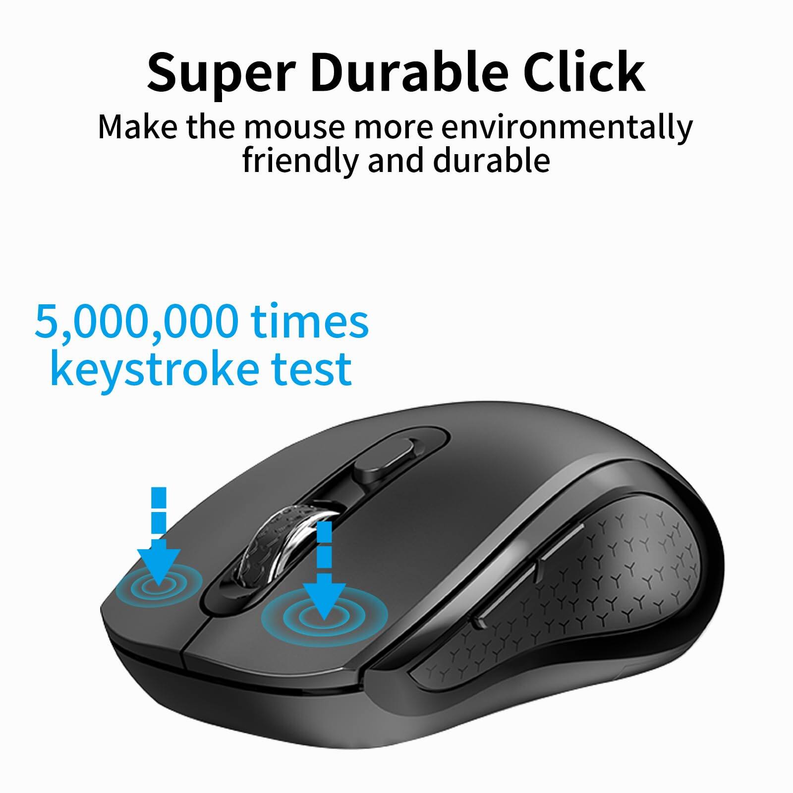 Cozy Serene Wireless Mouse Silent USB Black Side Buttons 2400 Dpi And ...