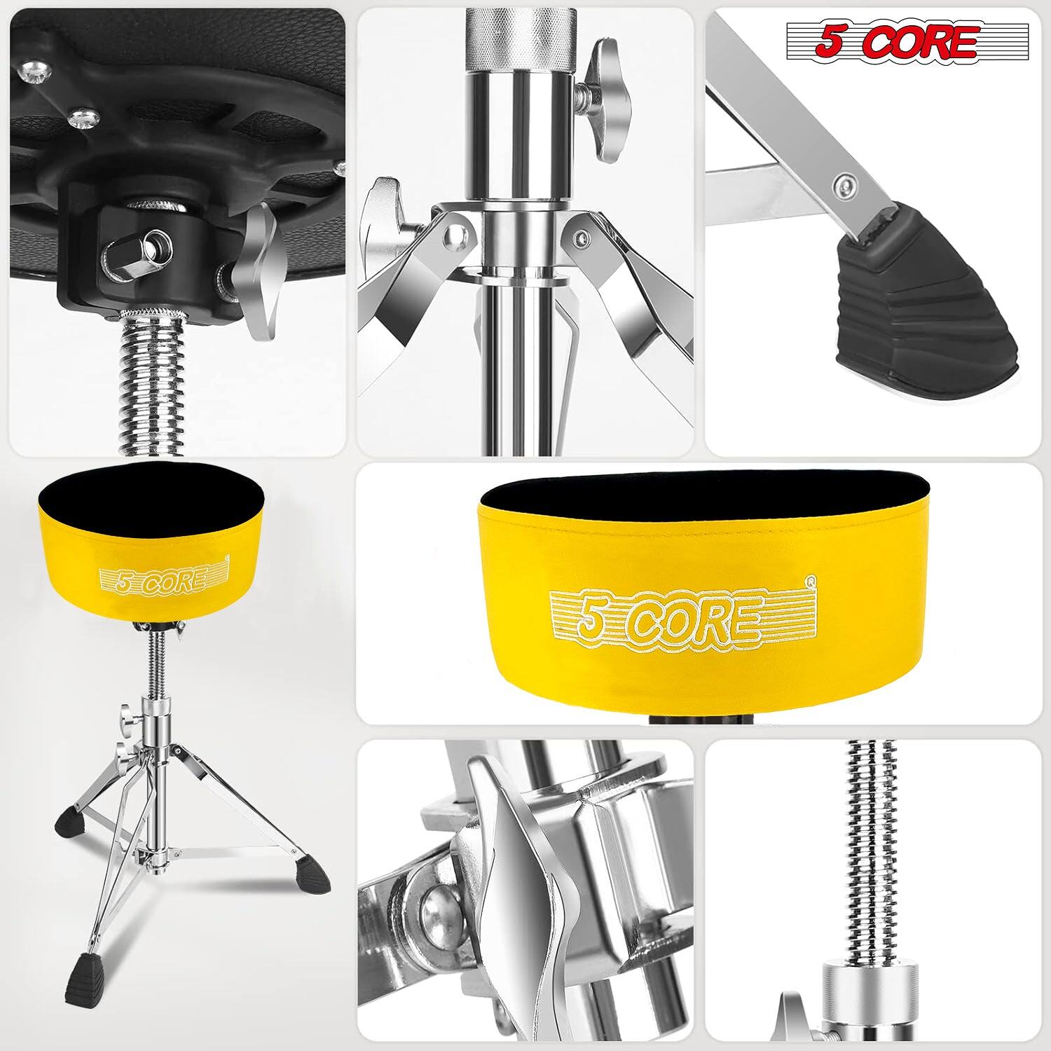 5 CORE Drum Throne 5" Padded Guitar Stool Adjustable Heavy Duty Music ...