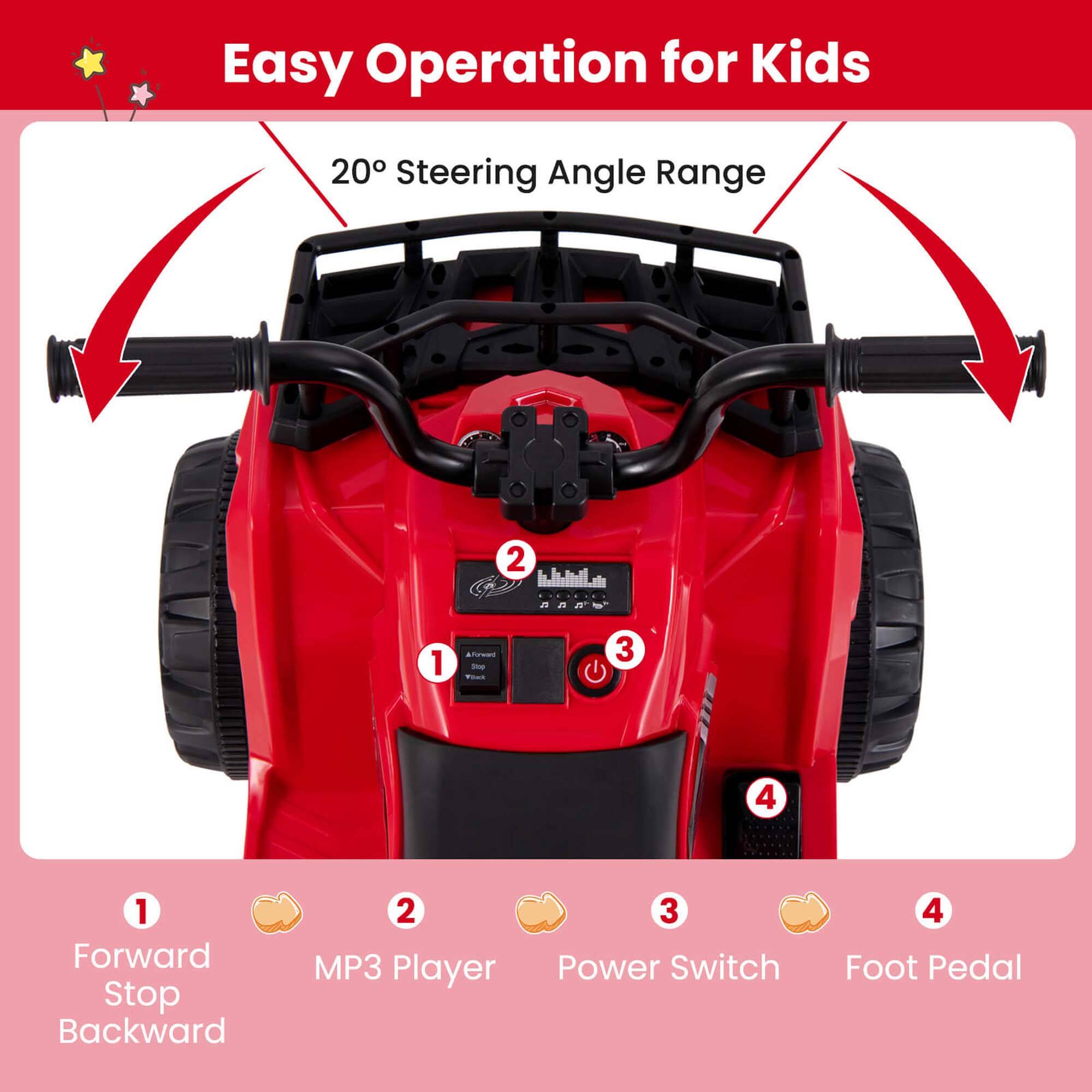 Costway Kids Ride On Electric ATV 6V 4 Wheeler Quad Car with One Button ...