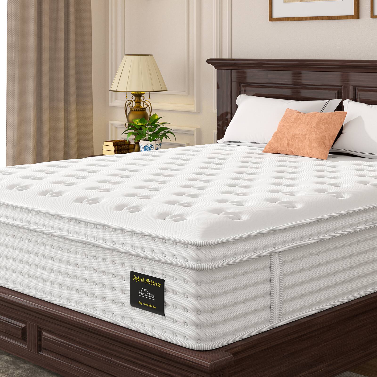 Glintex 14 Inch Queen Hybrid Mattress with Memory Foam and Pocket ...