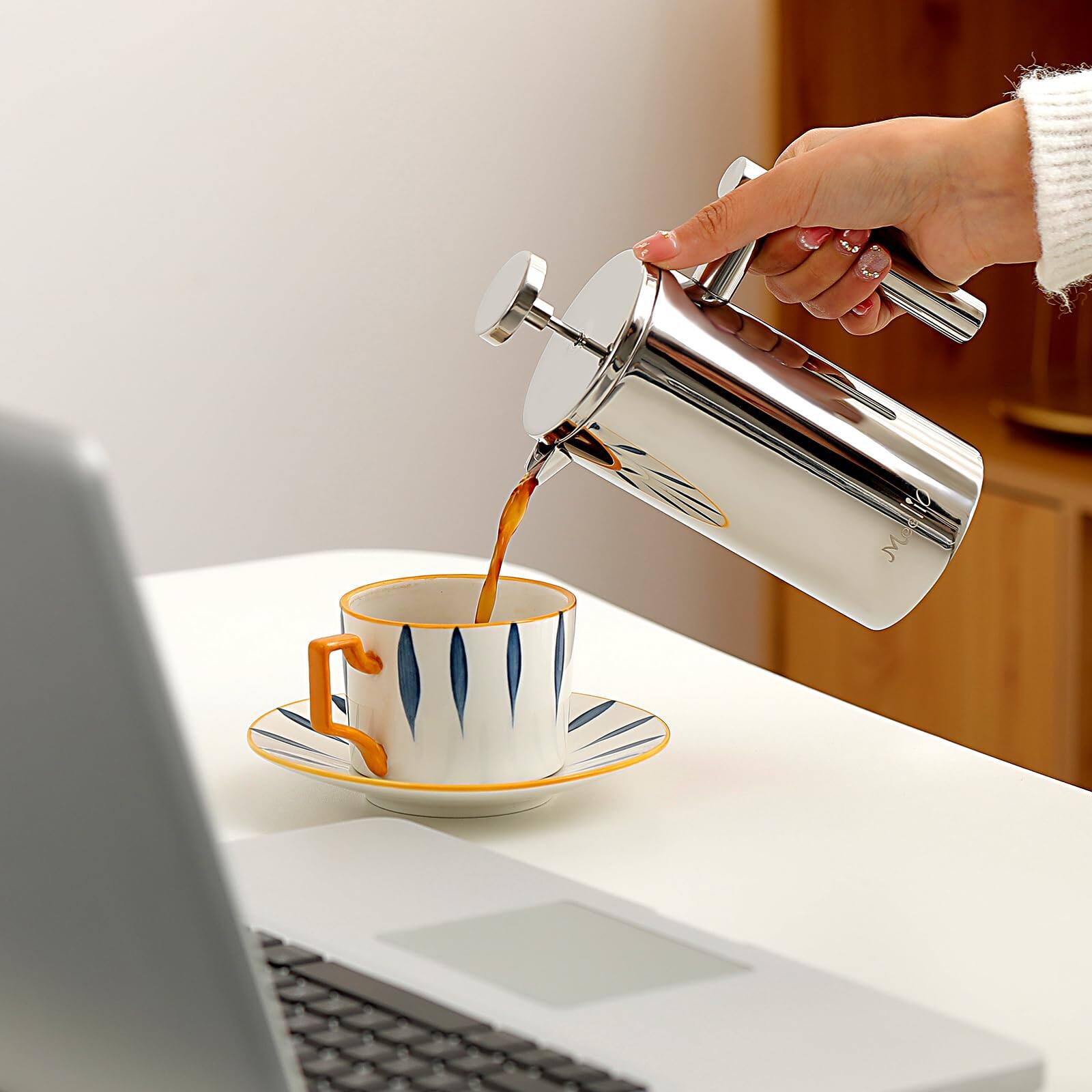 Dapper Styles Press Double wall Insulated Coffee Stainless Steel For ...