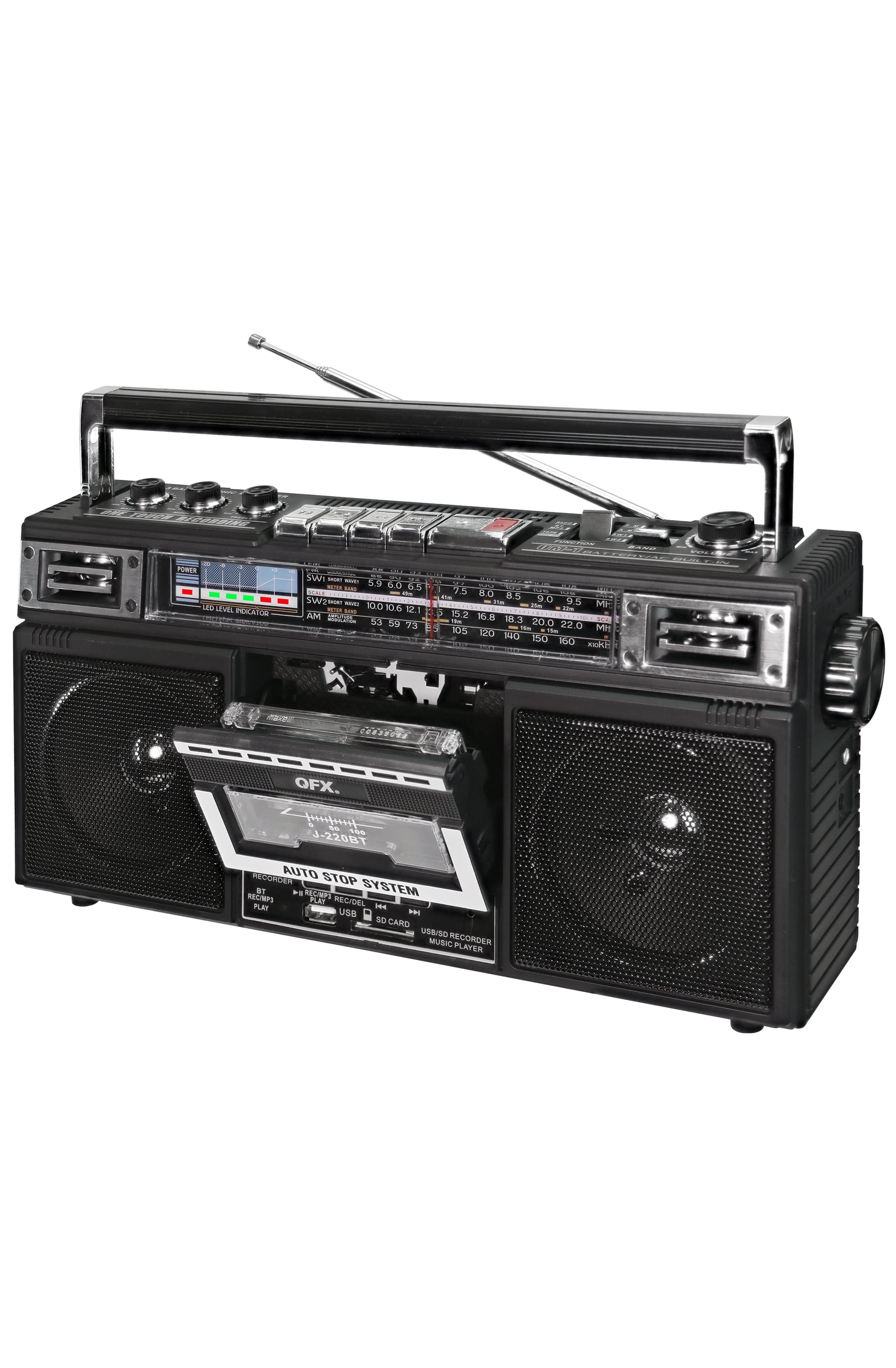 Best Buy: QFX Radio/Cassette to MP3 Boombox Converter Black J-220BT