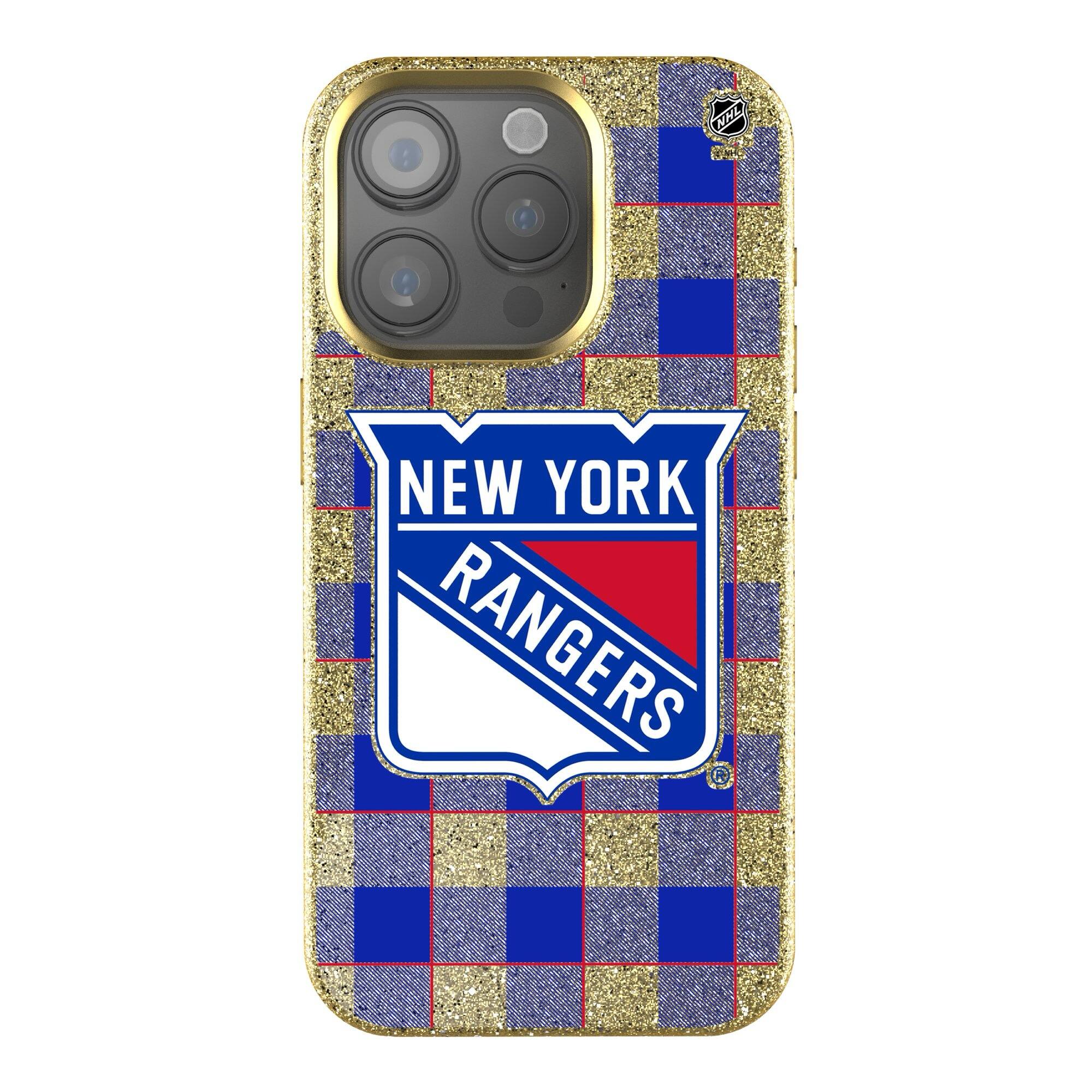 Keyscaper NHL New York Rangers Plaid Bling iPhone Case 15 Pro Max Gold ...