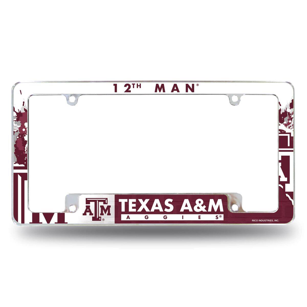 Rico Industries Texas A&M Aggies Chrome Metal License Plate Frame with ...