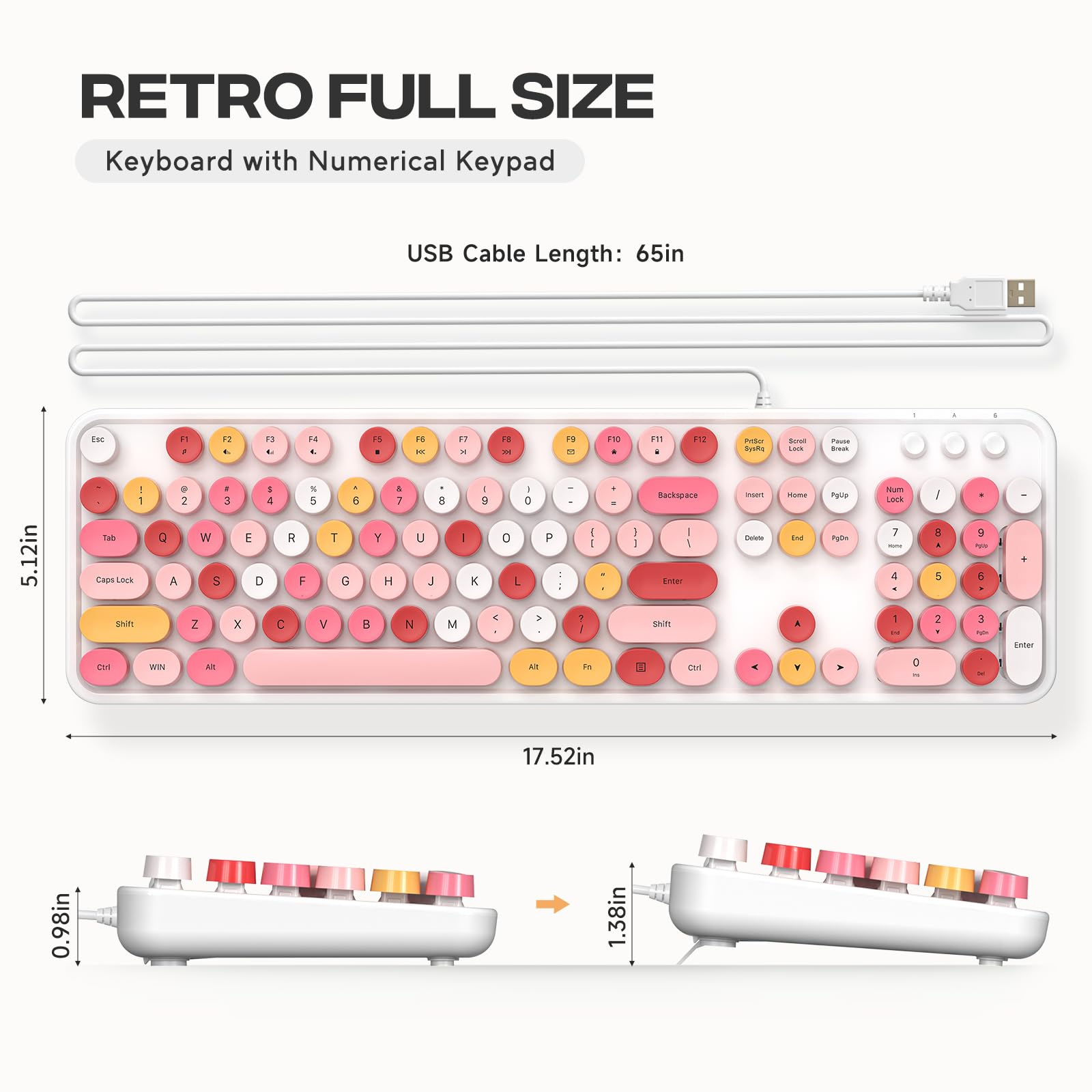 Stamp n Camp Wired Computer White Colorful Full Size Round Key ...