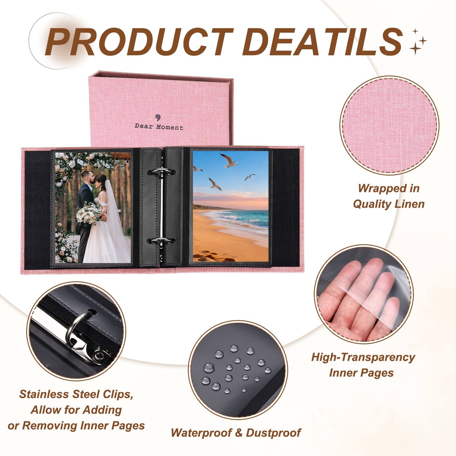 Unique Bargains Small Photo Album 5.9x5.7 Inch Linen Picture Book, 25 ...