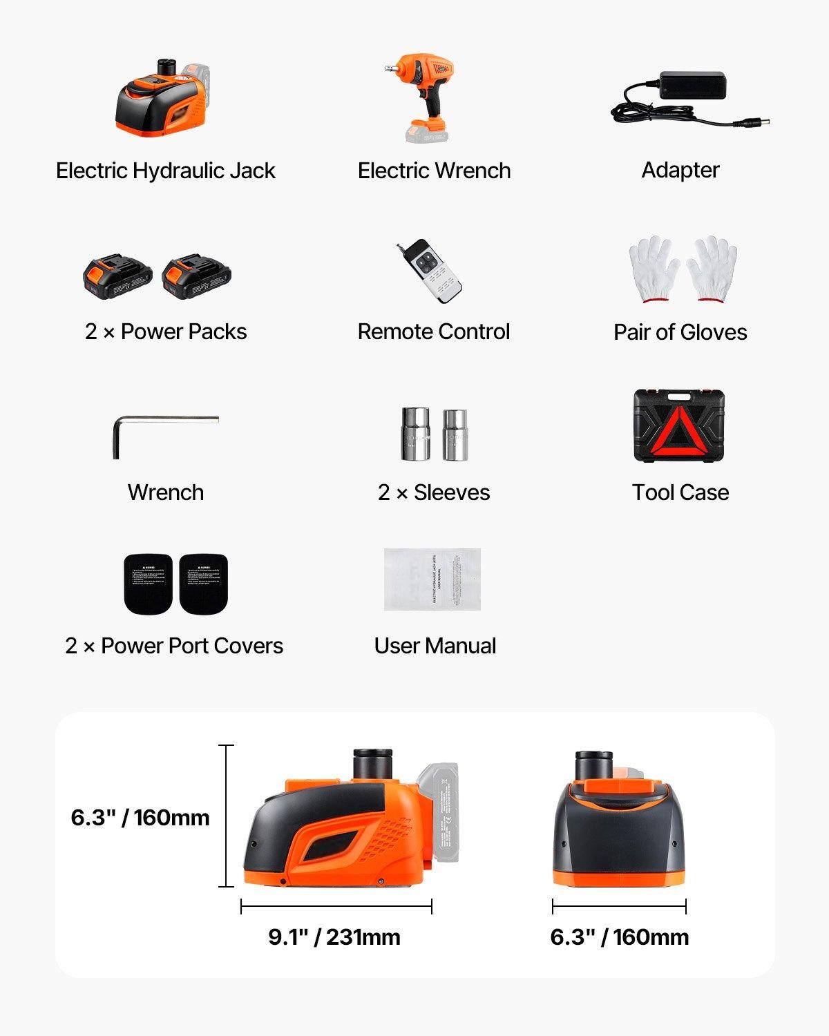 Glintex Electric Car Jack 5 Ton Scissor Jack with Impact Wrench LED ...