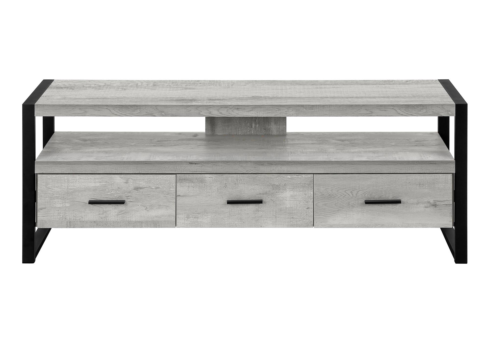 APRILSOUL Tv Stand 60 Inch Console Media Storage Drawers Grey Laminate ...