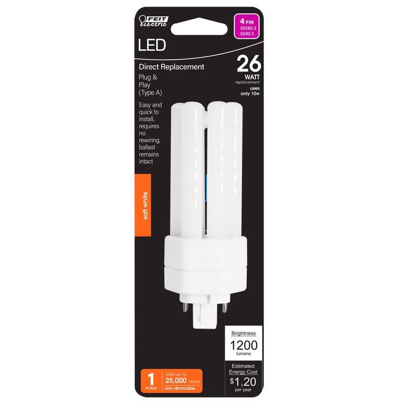 FEIT ELECTRIC PL GX24Q 3 4 Pin LED Light Bulb Soft White 26 Watt Equivalence 1 pk EJD3011636 ...