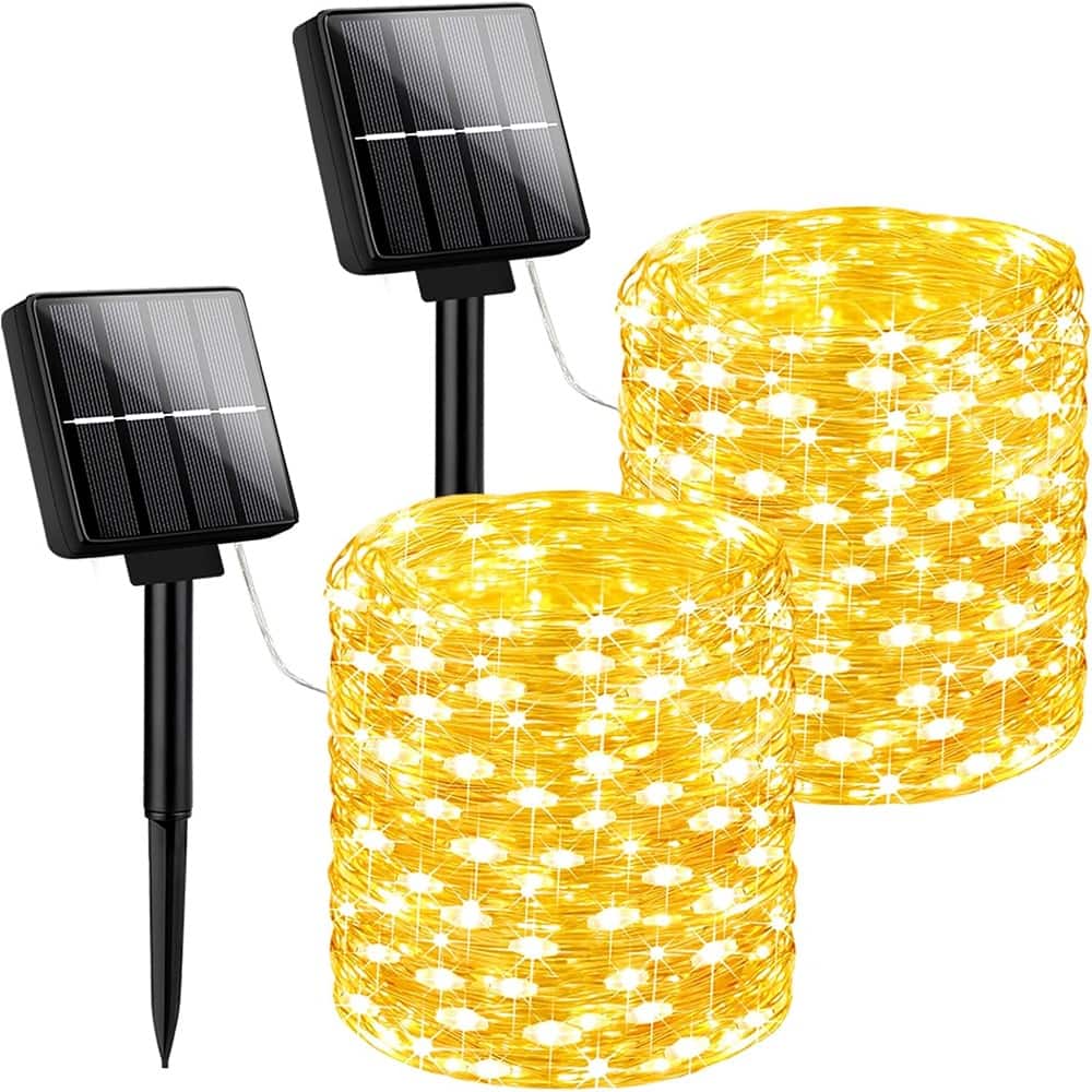 Waterproof MOSZAR LLC - outdoor solar string lights, two-piece set of ...