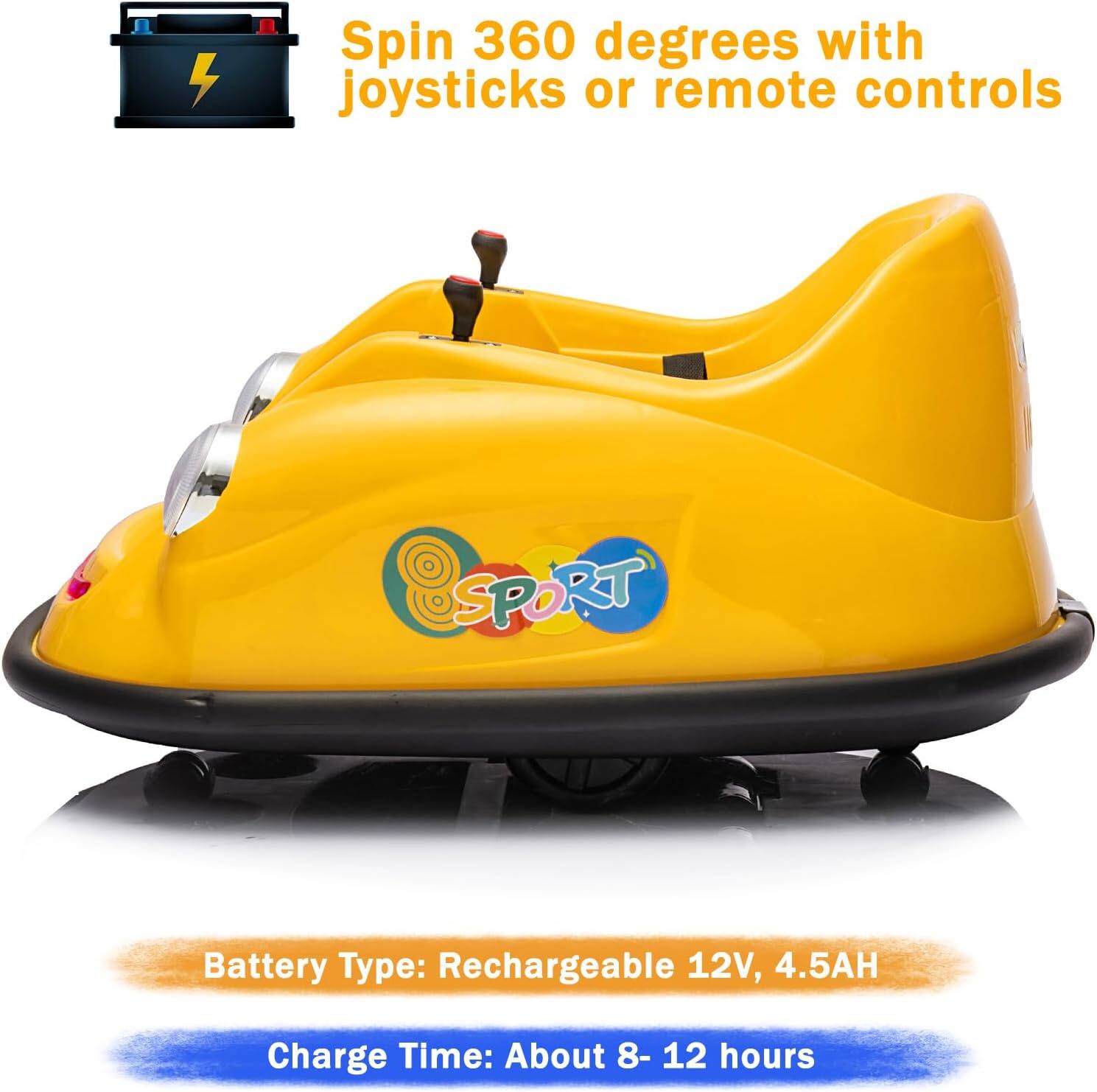 GARVEE 12V Electric Kids Bumper Car, 360° Spinning Ride On Toy w/Remote ...