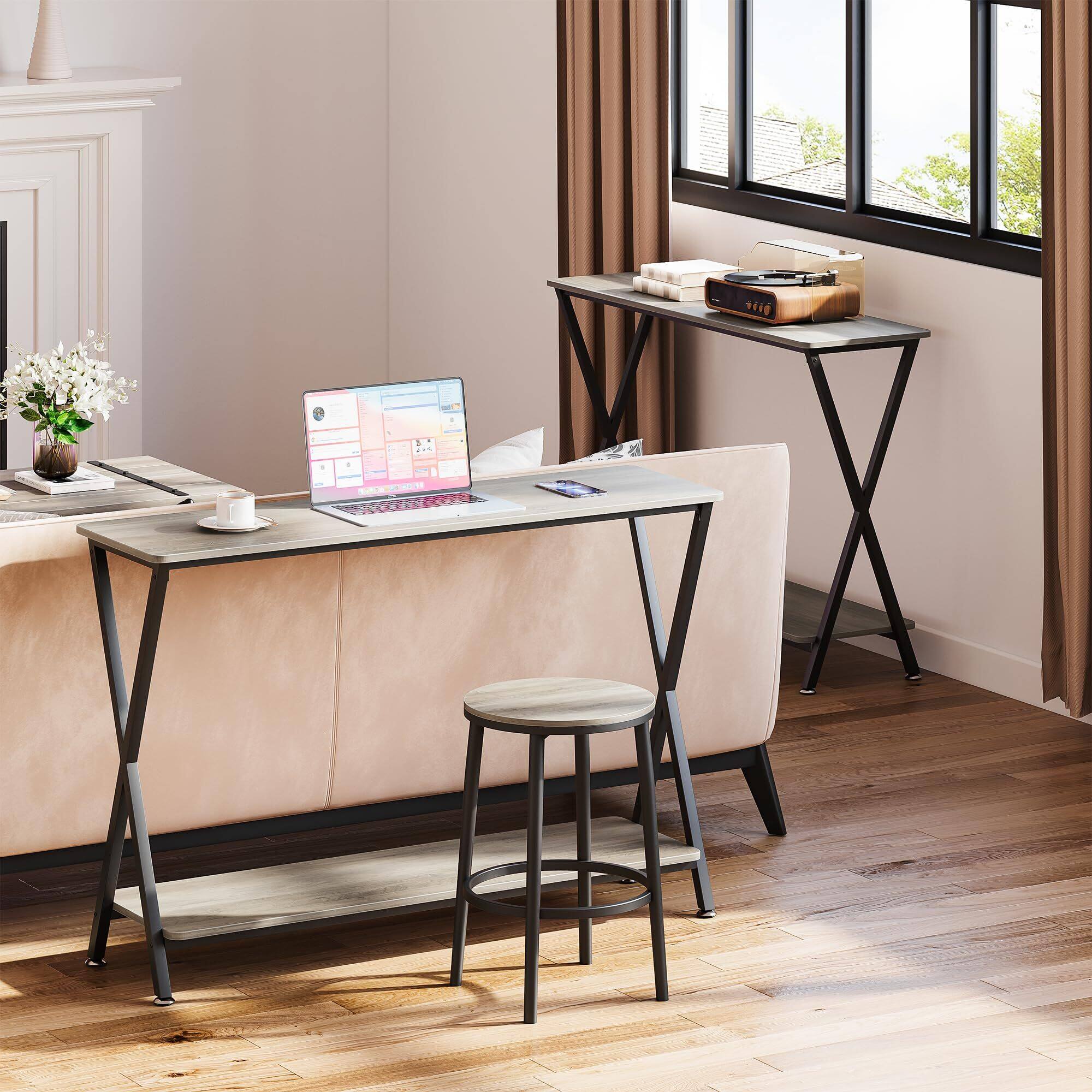 Jojoka Narrow Console Table, 41" Wide Behind Couch Table, 2 Tier ...