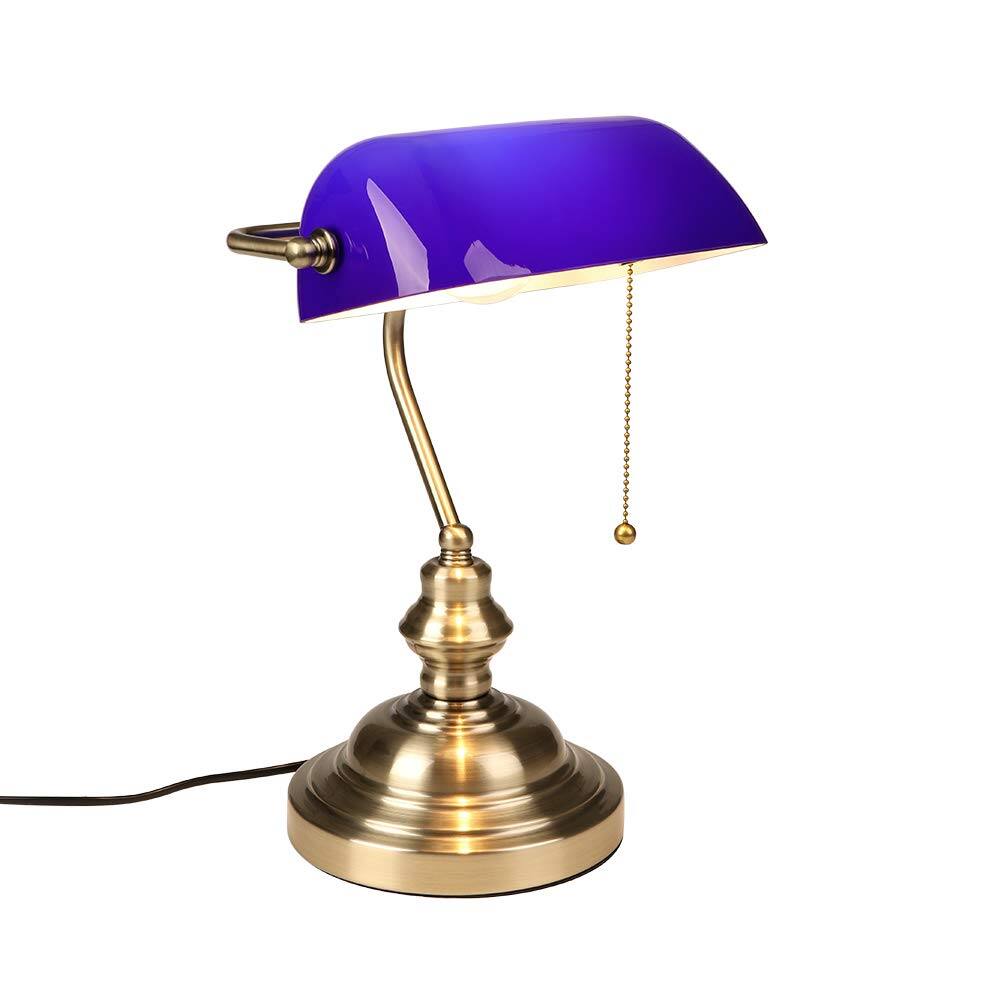 Cedar Assembly Mini Glass Bankers Lamp Desk Classic Retro Bronze Finish ...