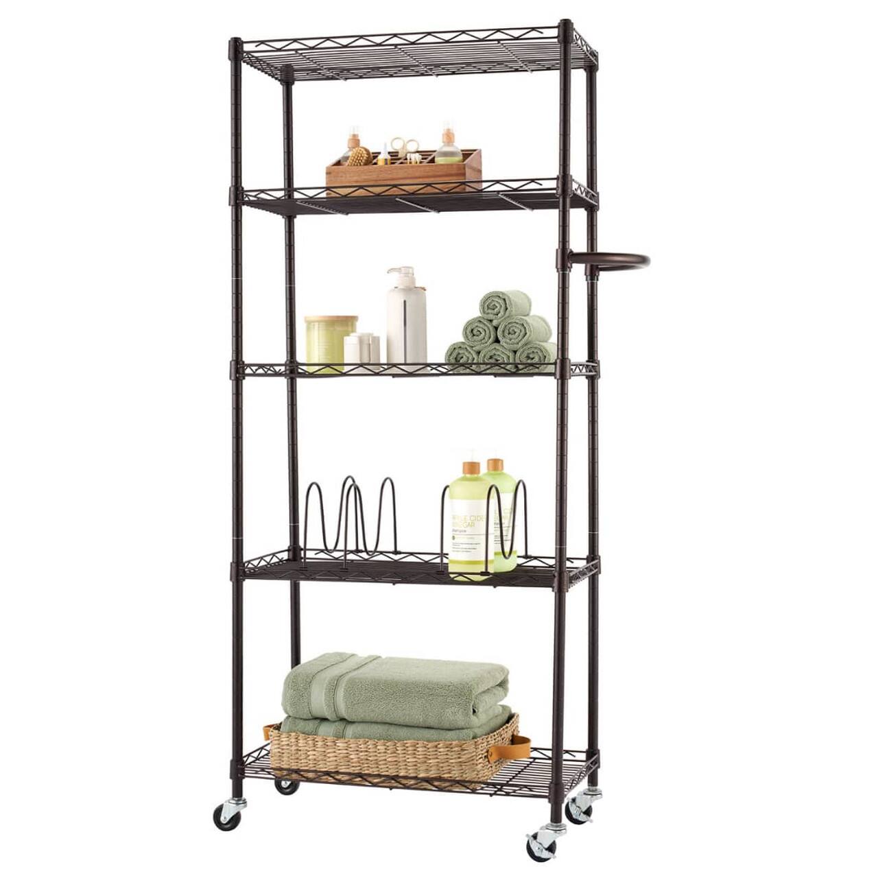 TRINITY BASICS® 5-Tier | 24x12x55.5 | Pantry Rack | NSF | w/ Wheels ...