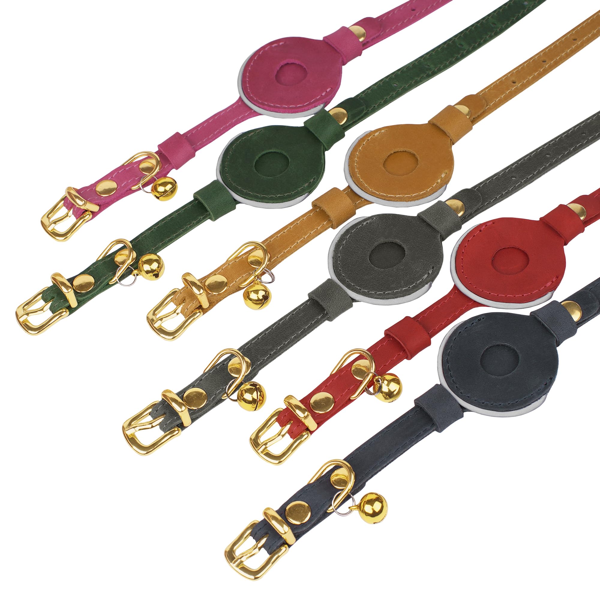 Leash Valley Refurbished Excellent Reflective Leather Airtag Cat Collar ...