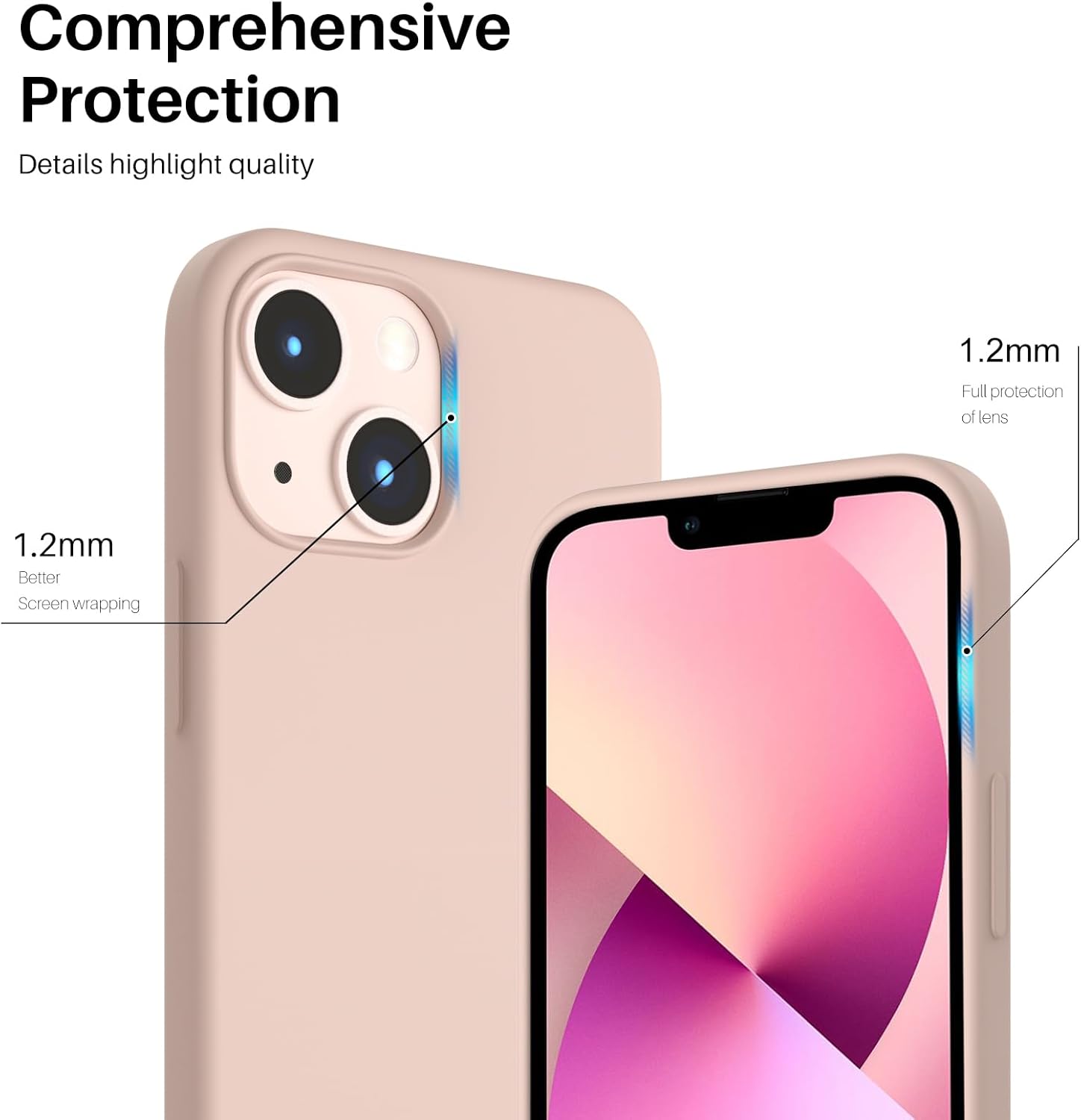 Ornarto Compatible with iPhone 13 Mini Case 5.4", Slim Liquid Silicone 3 Layers Full Covered ...