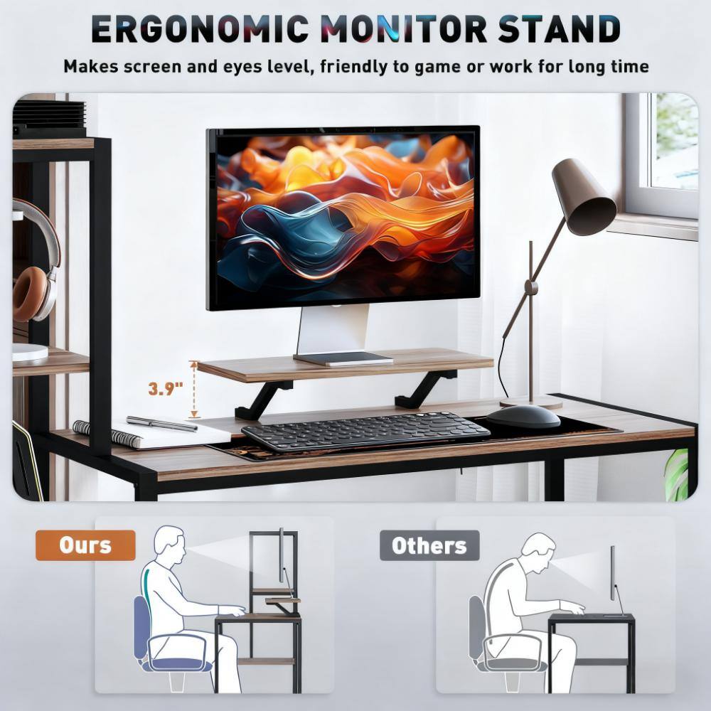 TinyHomie Computer Desk CPU Desk with Monitor Stand Reversible 4 Tier ...