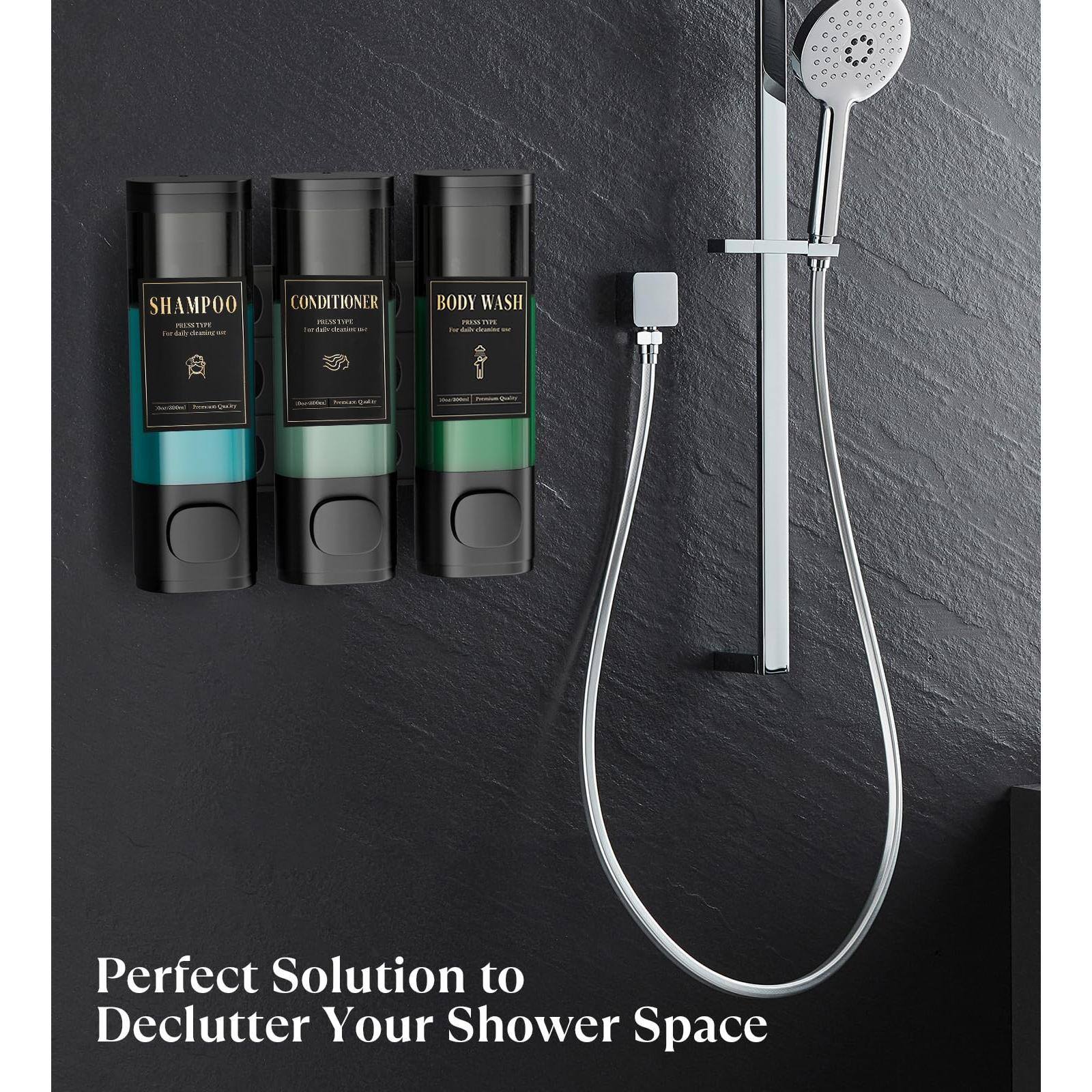 Dapper Styles Shampoo And Conditioner Dispenser No Drill Wall Mounted ...