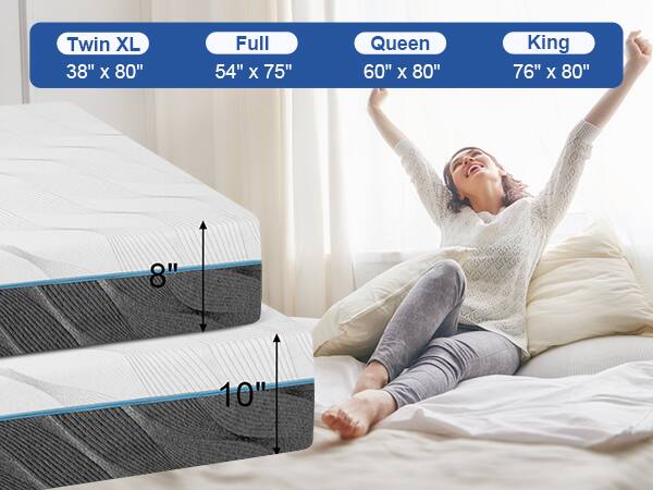 Vipbear 12" Extra Firm Full Size Memory Foam Mattress, Medium Extra ...