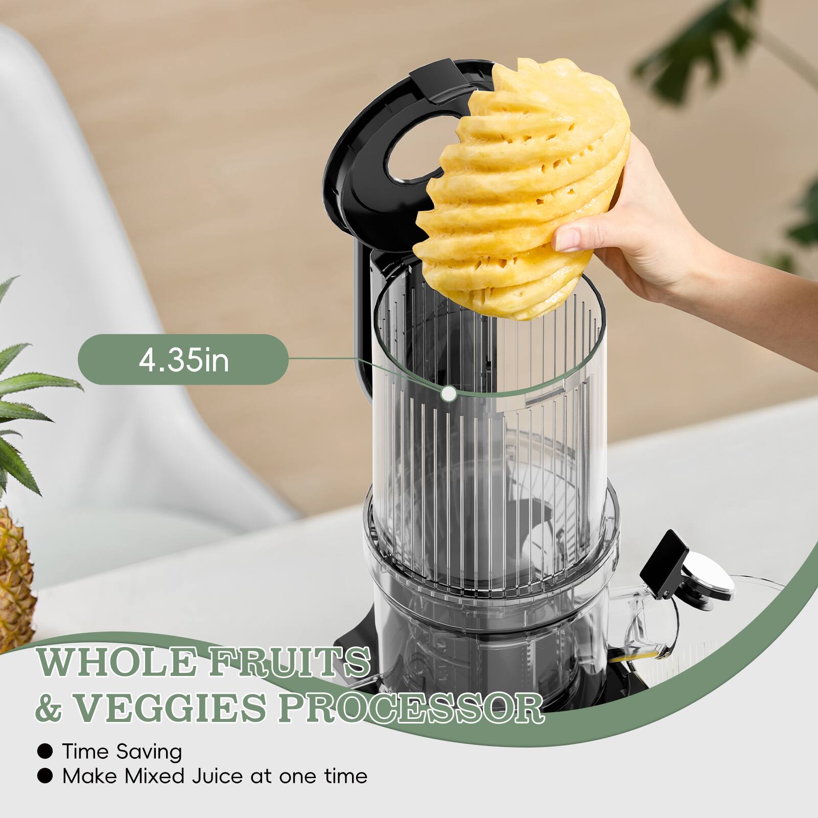 WHALL Cold Press Juicer Machine, Slow Masticating Machines with 4 ...