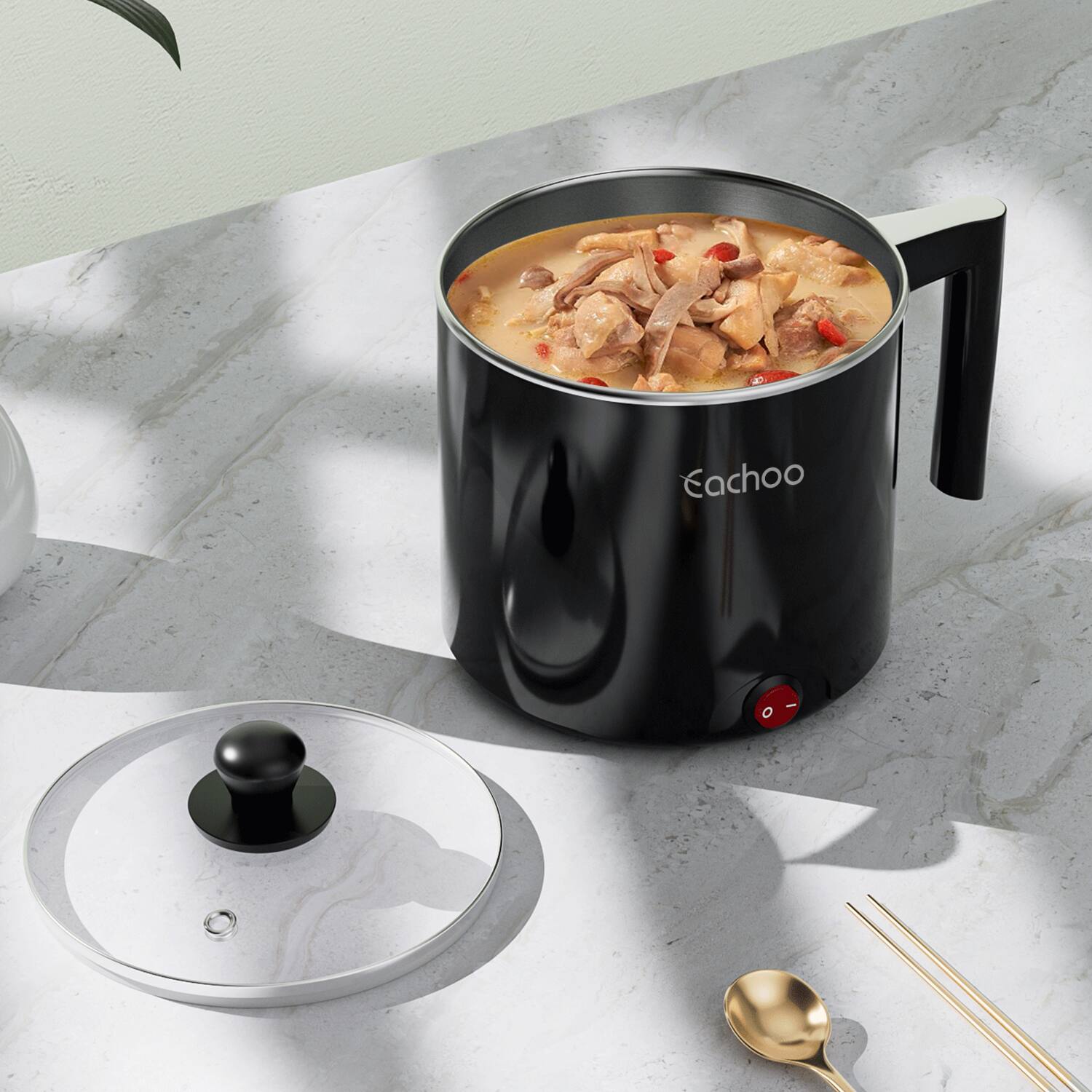 KEINVE Electric Hot Pot, 1.5 L Ramen Cooker, Mini Portable Multi ...