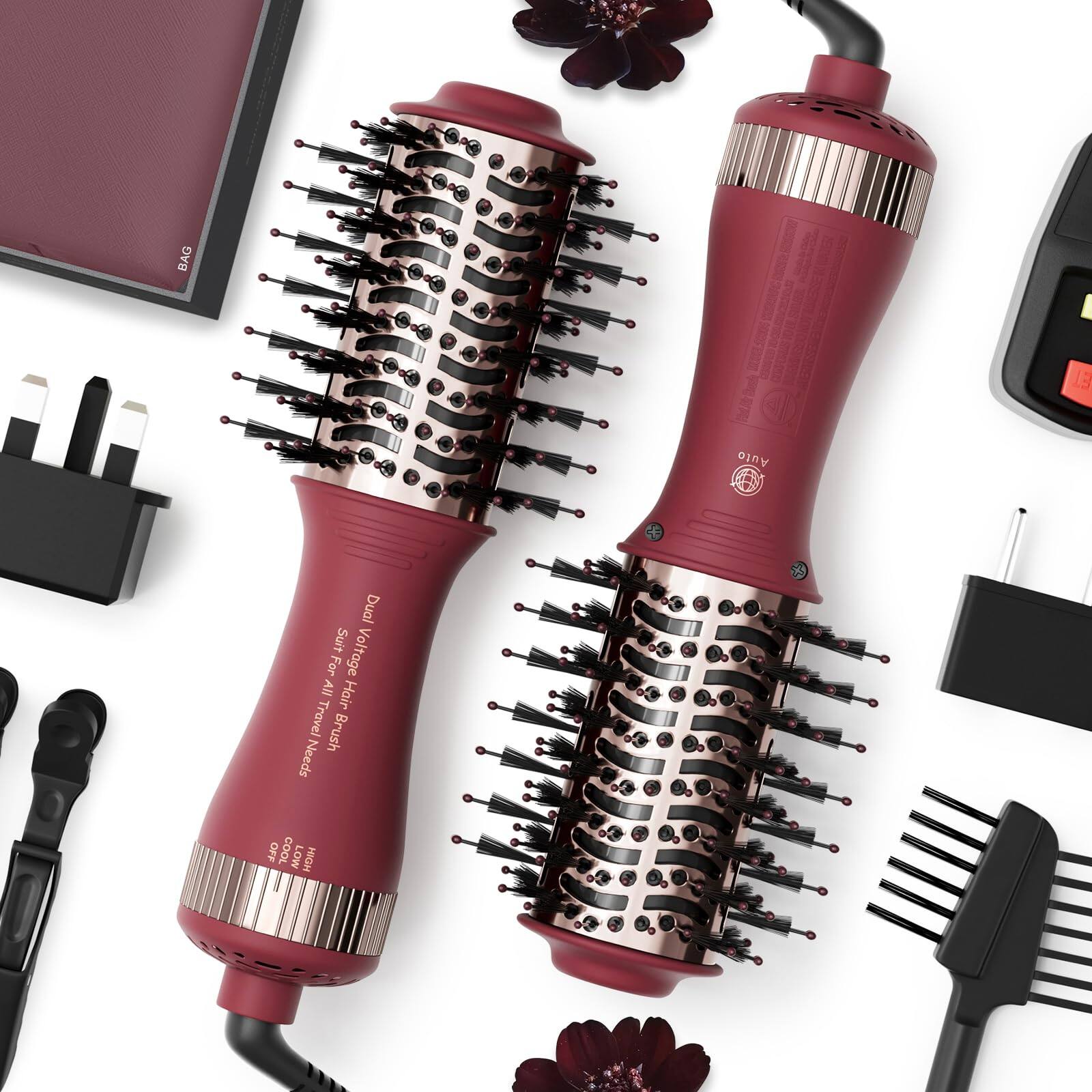 Reds Spade Travel Dual Hair Dryer Brush in Portable Mini Hot Air Blow ...