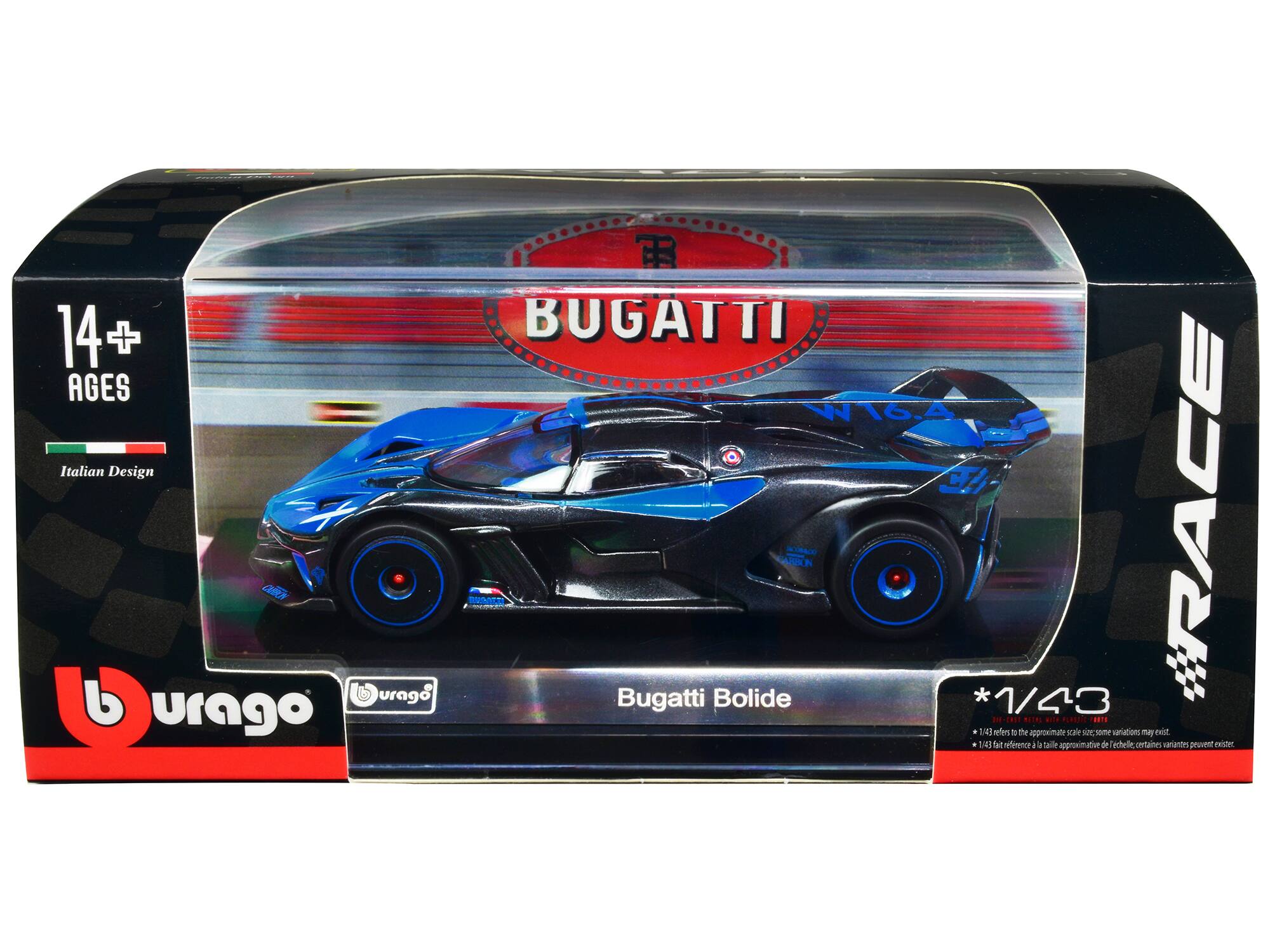 Bugatti Bolide "Race" Series 1/43 Diecast Model Car by Bburago Blue and ...