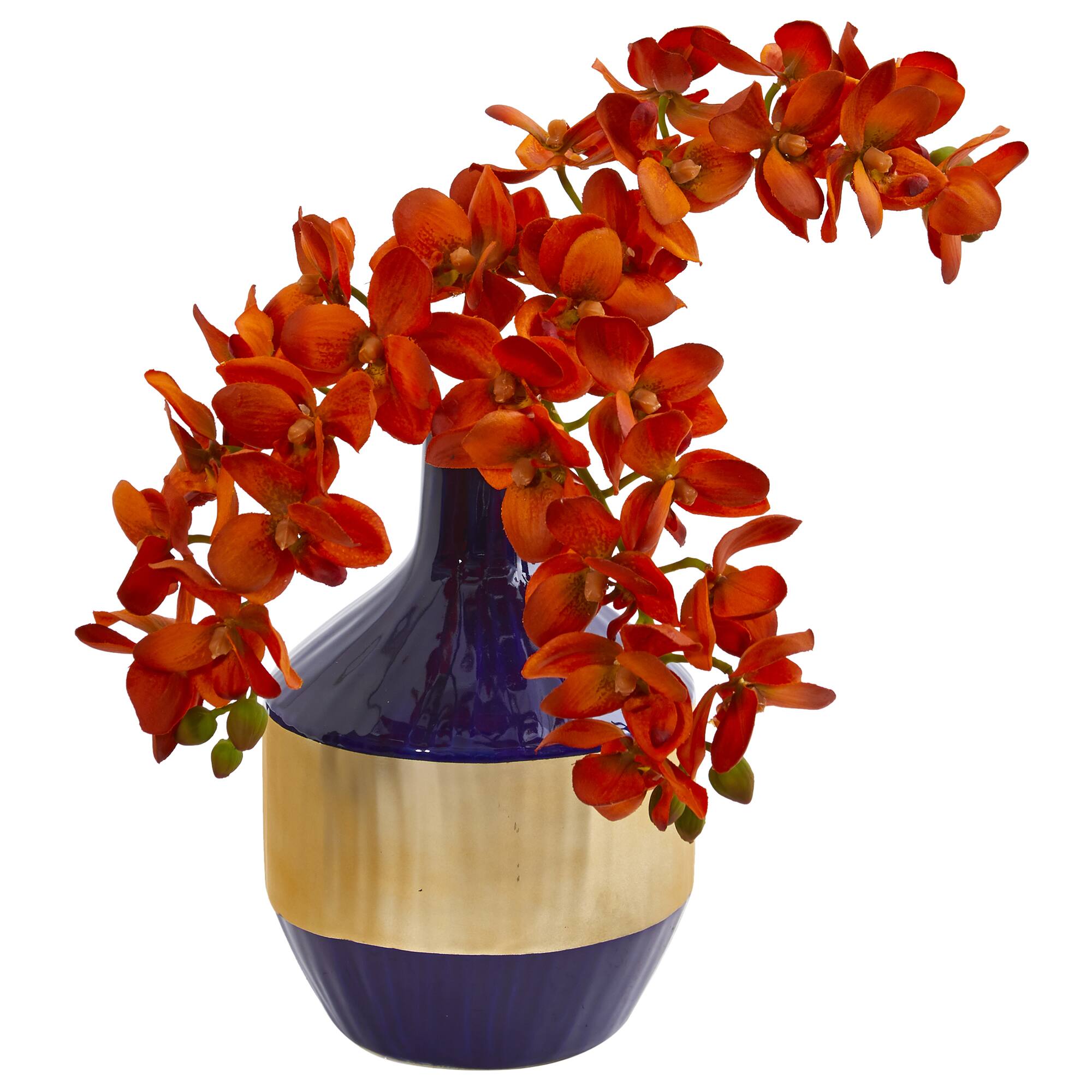 BreeBe 13" Phalaenopsis Orchid Artificial in Designer Vase Orange 1936 ...