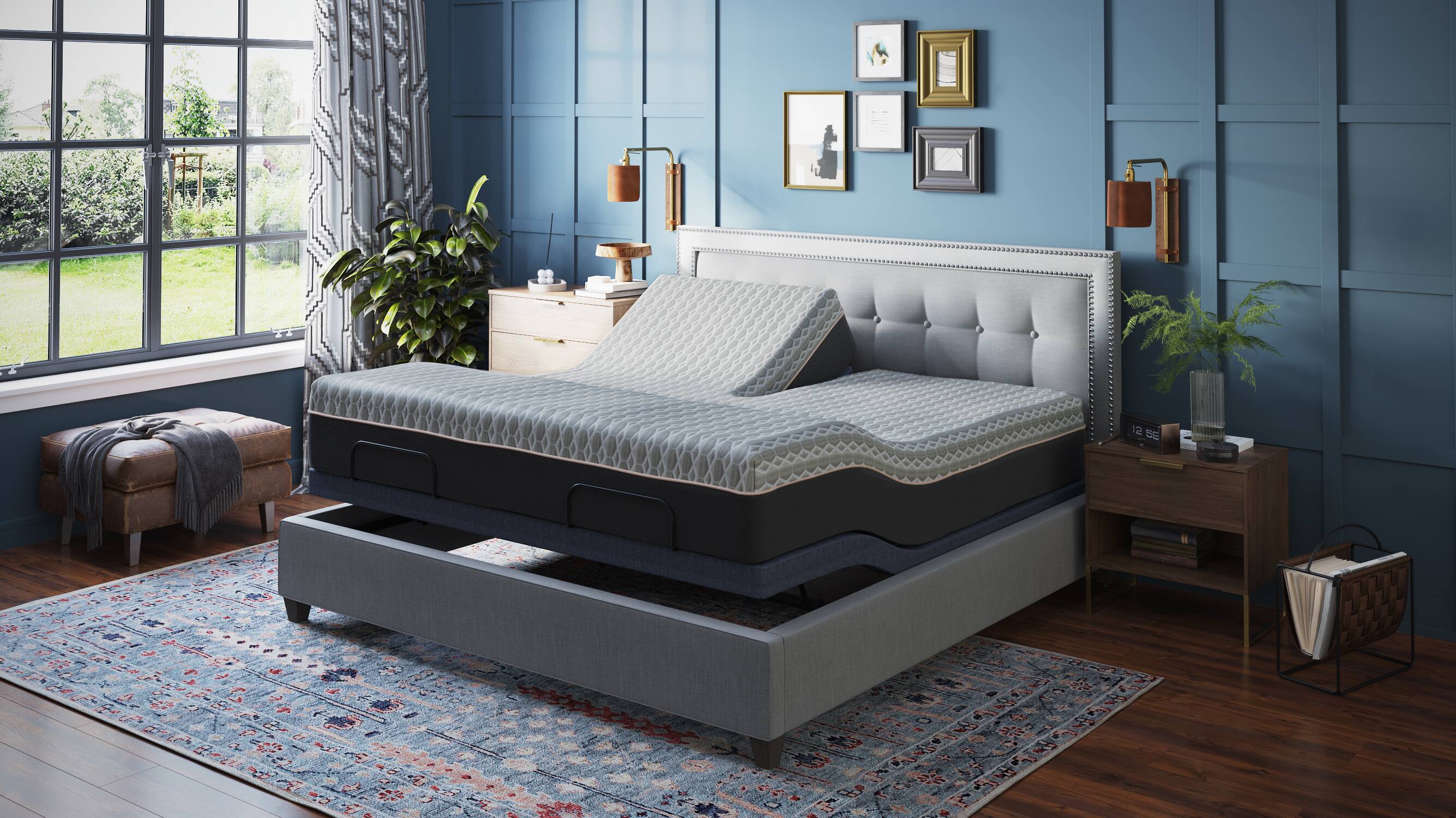 Tiramisubest California King Adjustable Bed Base, Blue+Grey Steel ...