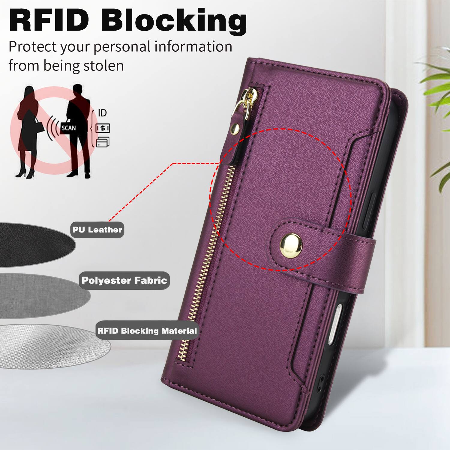 Dteck Crossbody Zipper Wallet Case for Apple iPhone Air,Faux Leather ...