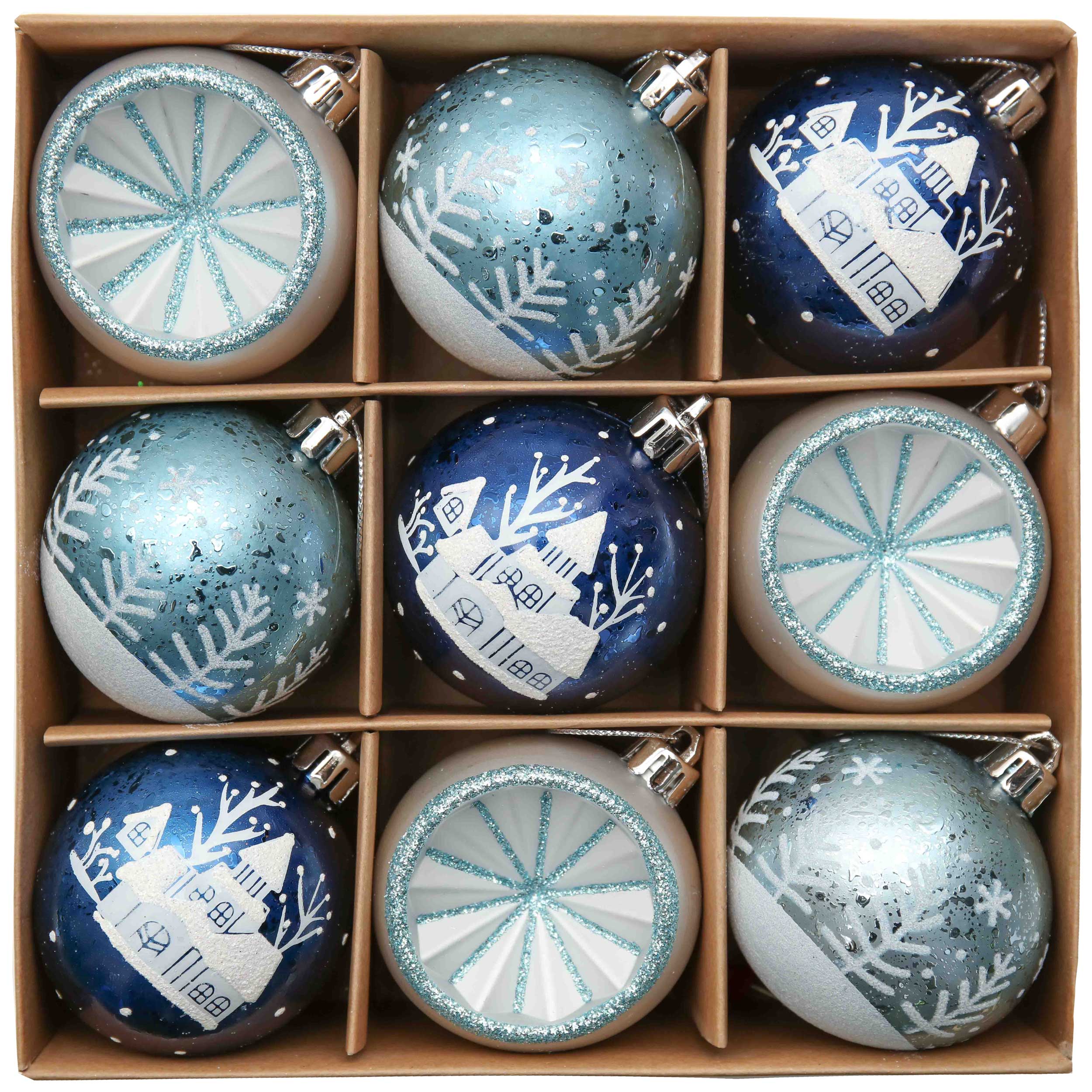 OrnamentallyYou Elegant Blue Winter Theme Christmas Ornament Bundle 9 ...